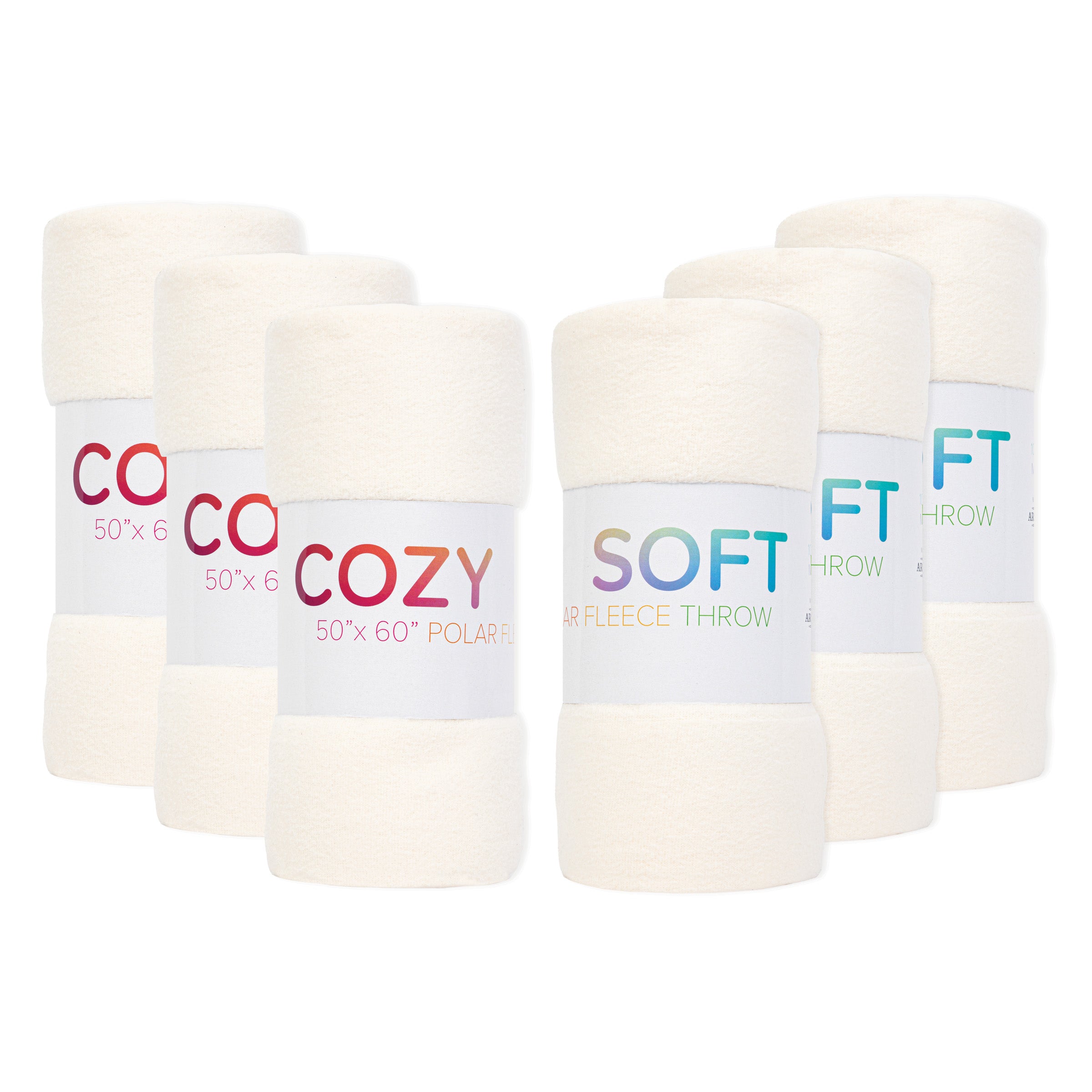 Arkwright Home Cozy Soft Polar Fleece Throw 50x60 Ivory - Case of 12 in ...
