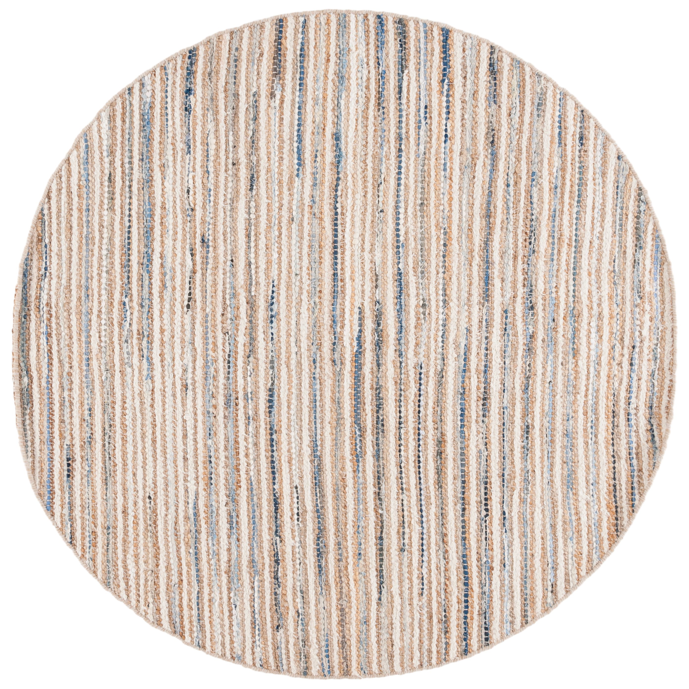 Safavieh Cape Cod 151 Natural/Light Blue Contemporary 6ft x 6ft Round ...