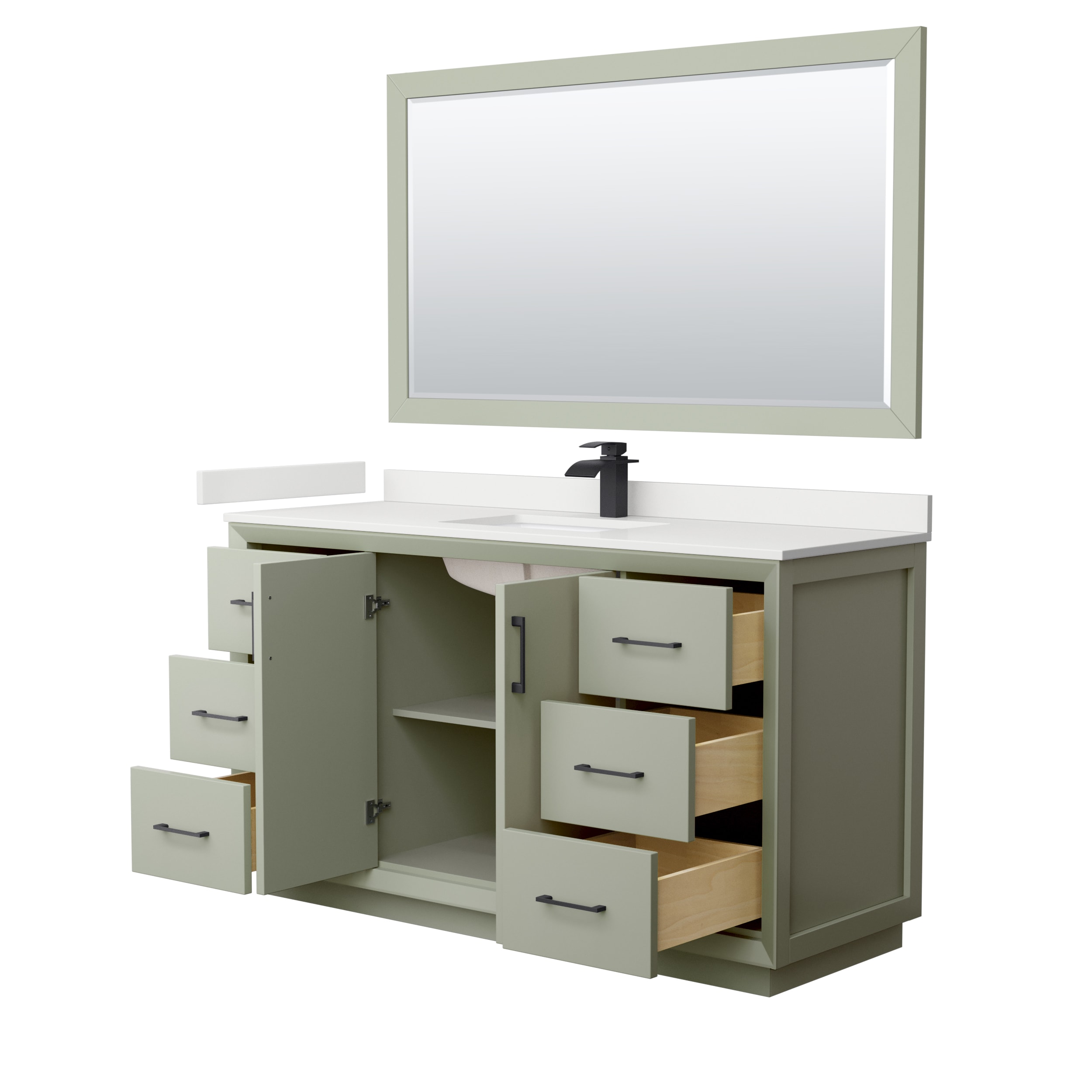 Wyndham Collection Strada 60-in Light Green Undermount Single Sink ...