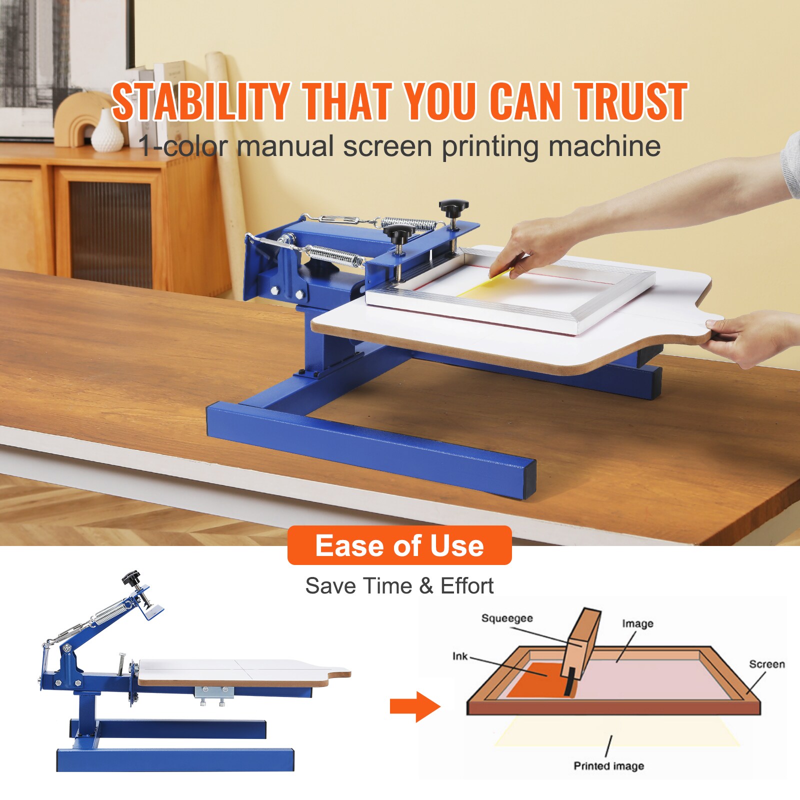 GIVIMO 1-Color 1-Station Silk Screen Printing Press with 21.2-in by 17. ...