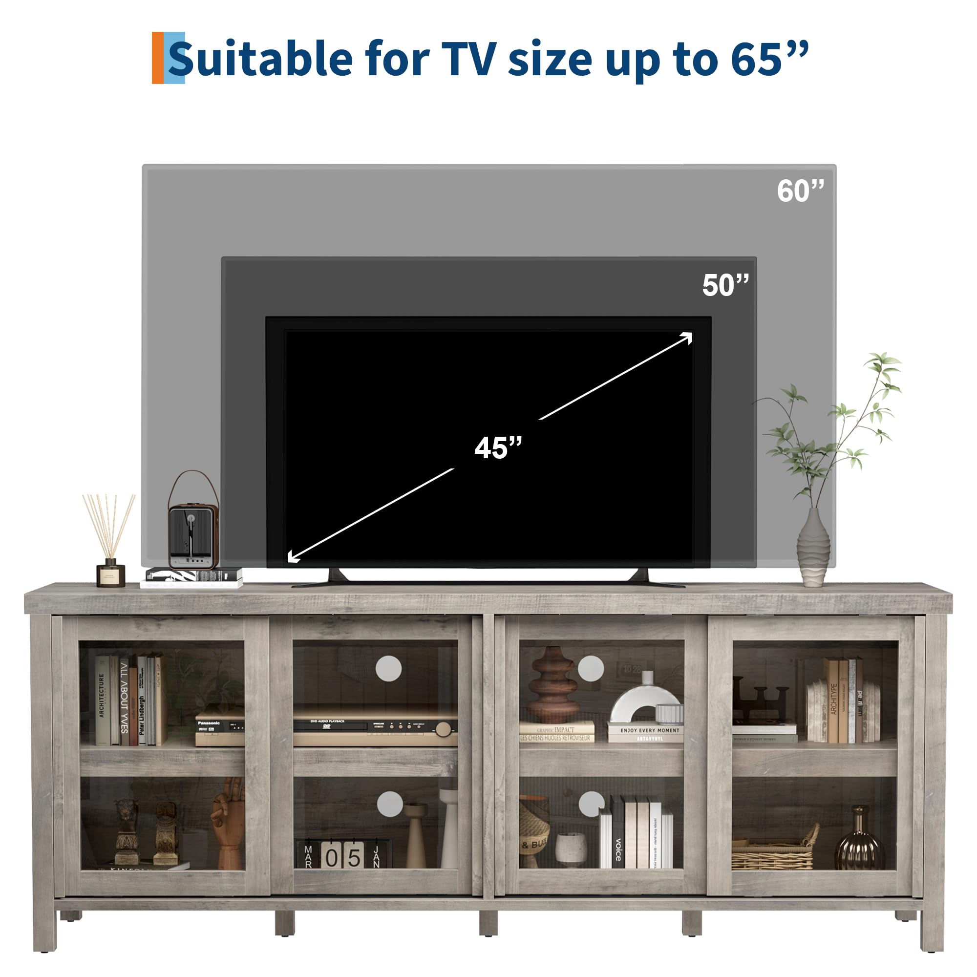 Garvee TV Stand for 65 Inch TV with Entertainment Center - Storage ...