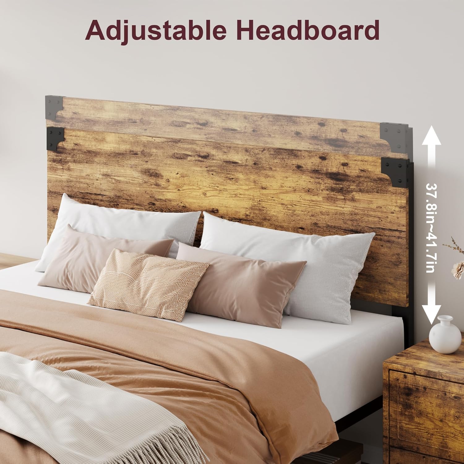 Garvee Queen Size Bed Frame With Wooden Headboard - Features a Platform ...