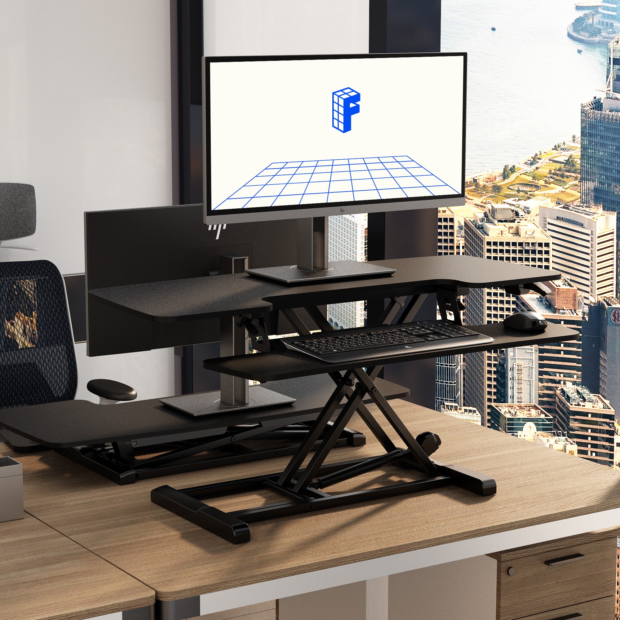 FlexiSpot 42-in Black Modern/Contemporary Standing desk converter in ...