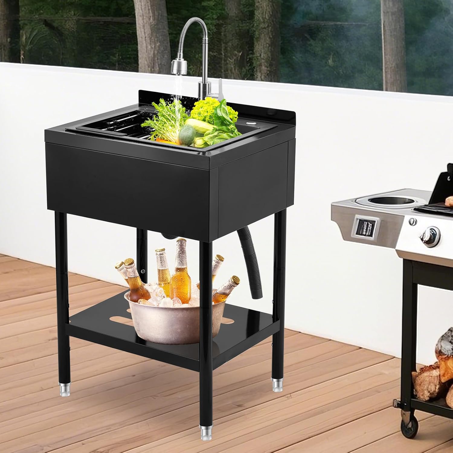 IdealHouse Stainless Steel Freestanding Utility Sink with Pull-Out ...