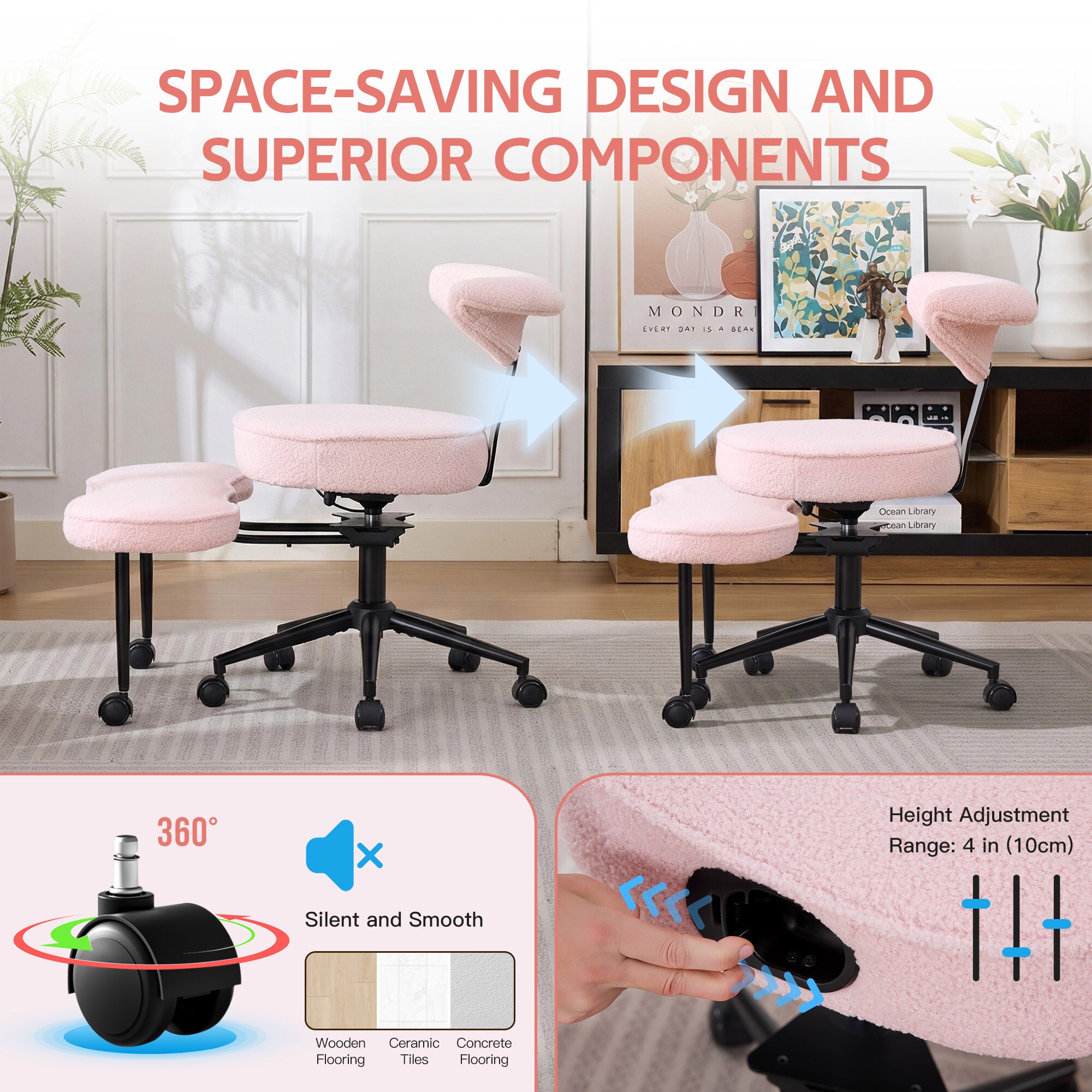 Garvee Ergonomic Kneeling Office Chair with Wheels 360 Degree Swivel ...