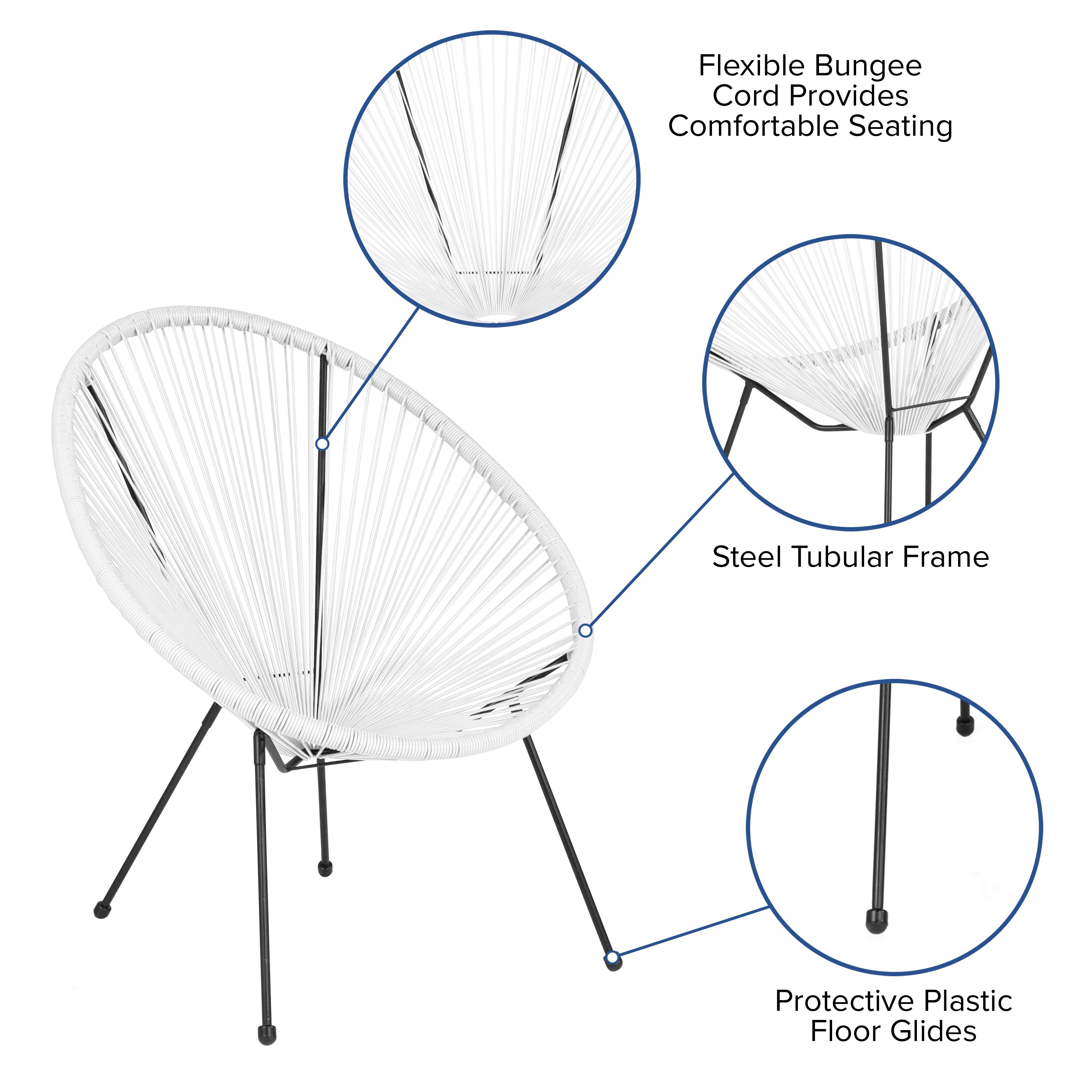 Emma + Oliver White Papasan Bungee Lounge Chair in the Patio Chairs ...