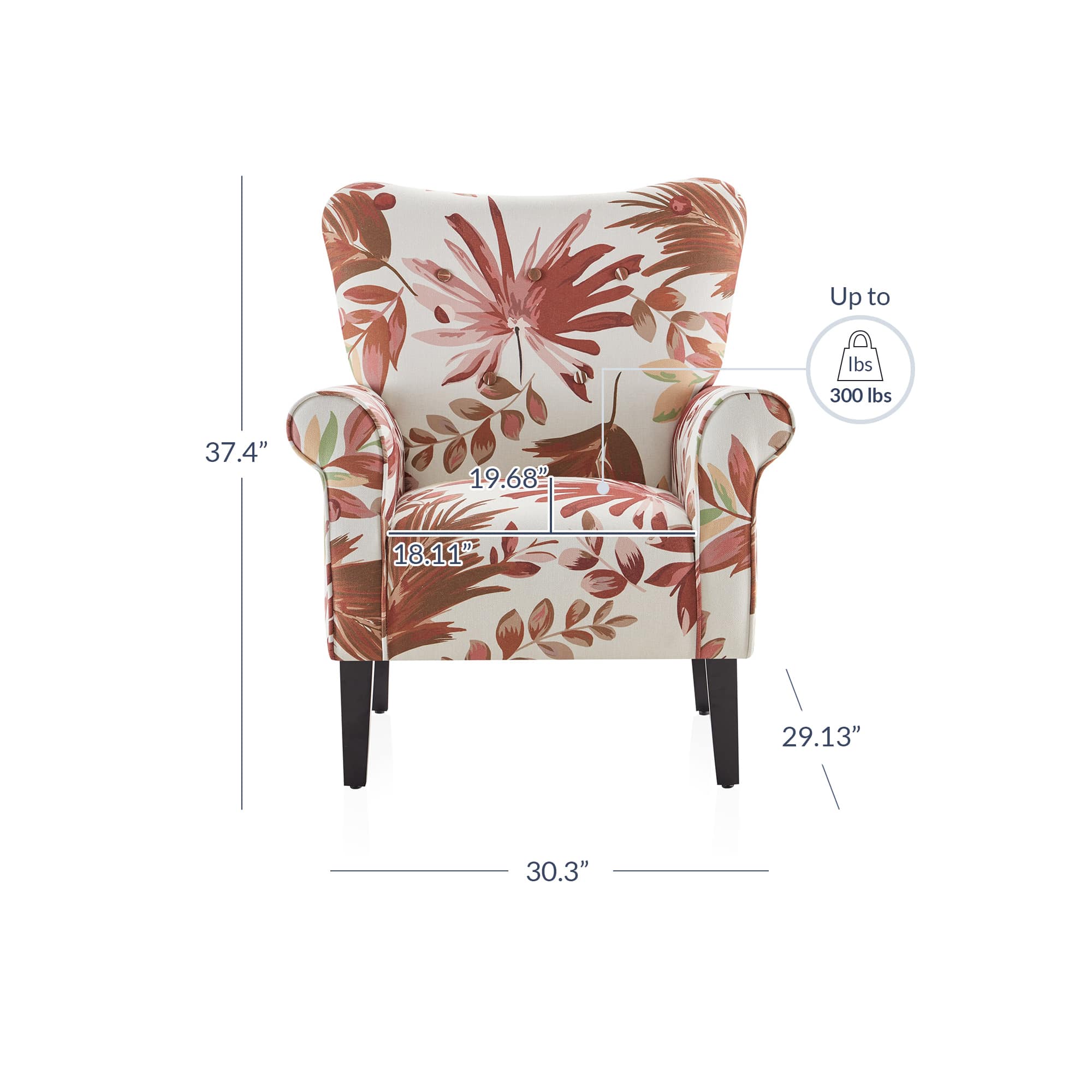 Belleze Modern Accent Chair High Back Floral Armchair Wingback Side ...
