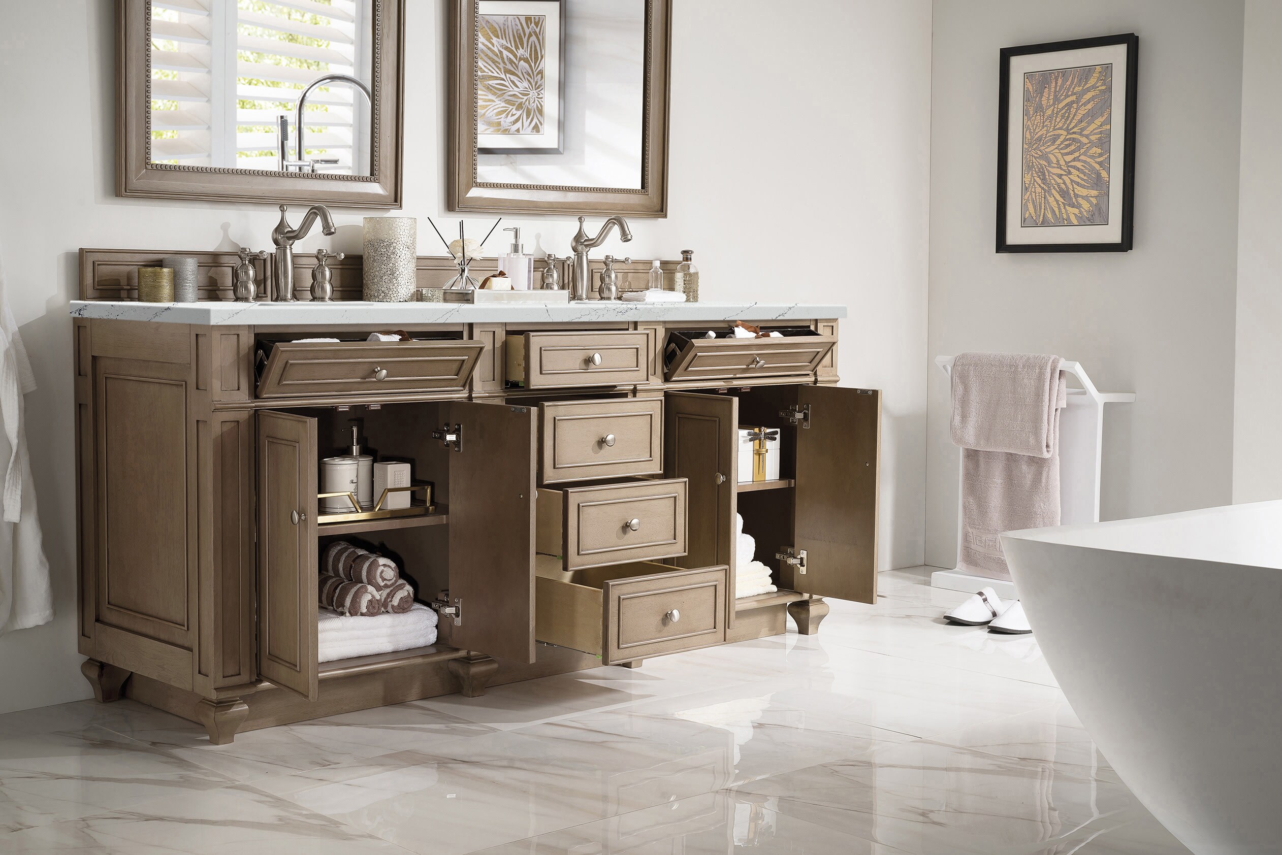 James Martin Vanities Bristol 72-in Whitewashed Walnut Undermount ...