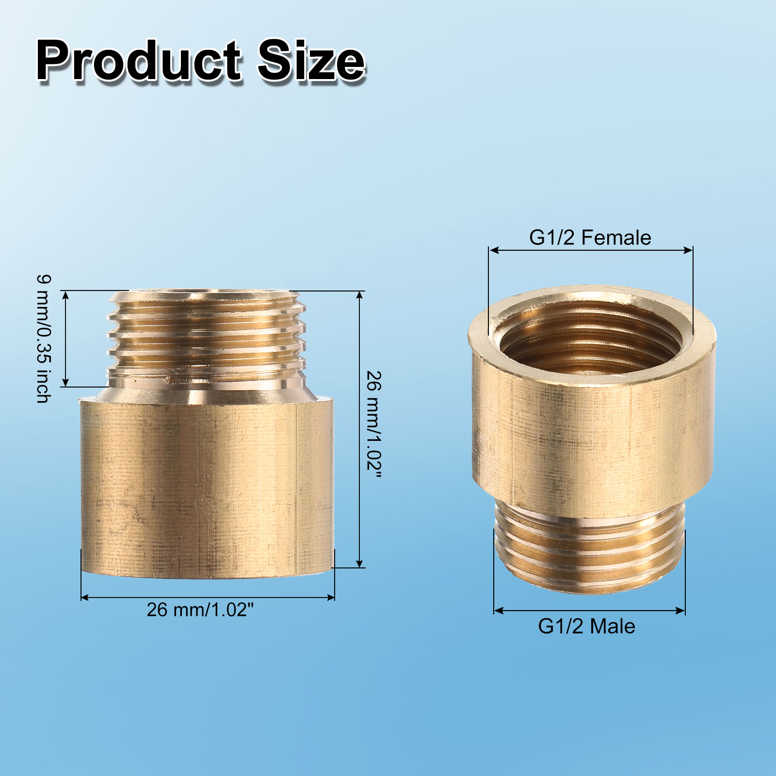 Unique Bargains 2pcs Shower Head Extension Arm 1 inch Length Brass ...