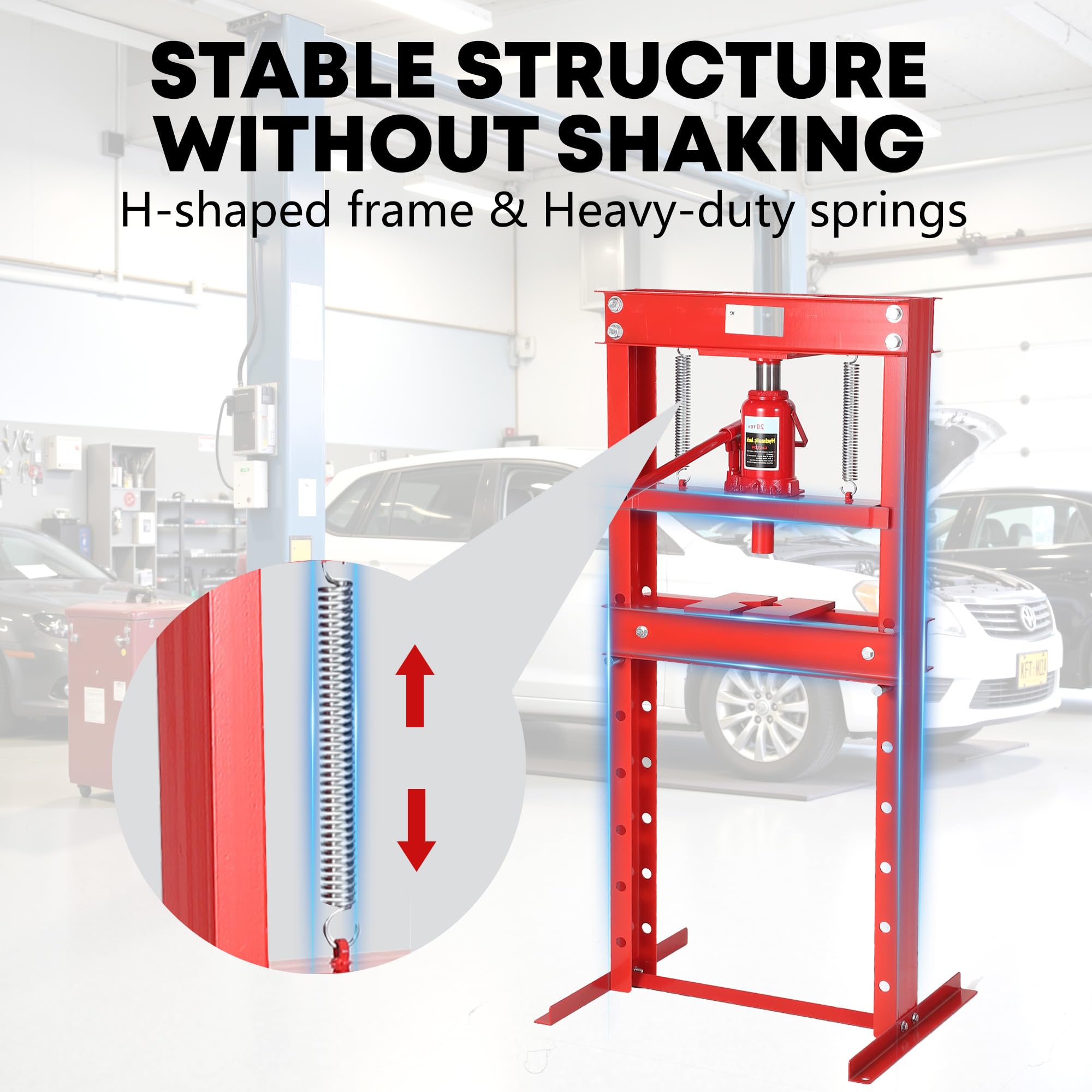 Garvee Heavy Duty 12 Ton Carbon Steel Hydraulic H Frame Shop Press with ...