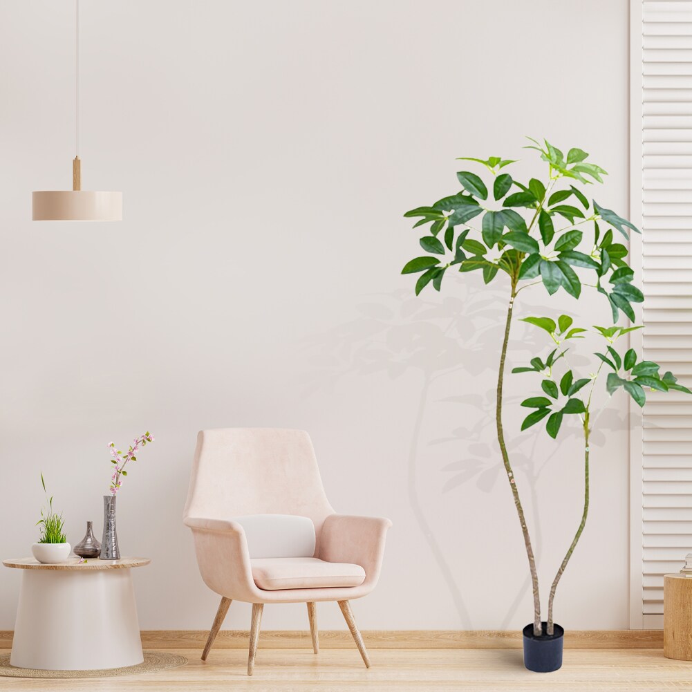 GarveeLife Artificial umbrella tree tall fake plant with planter for ...
