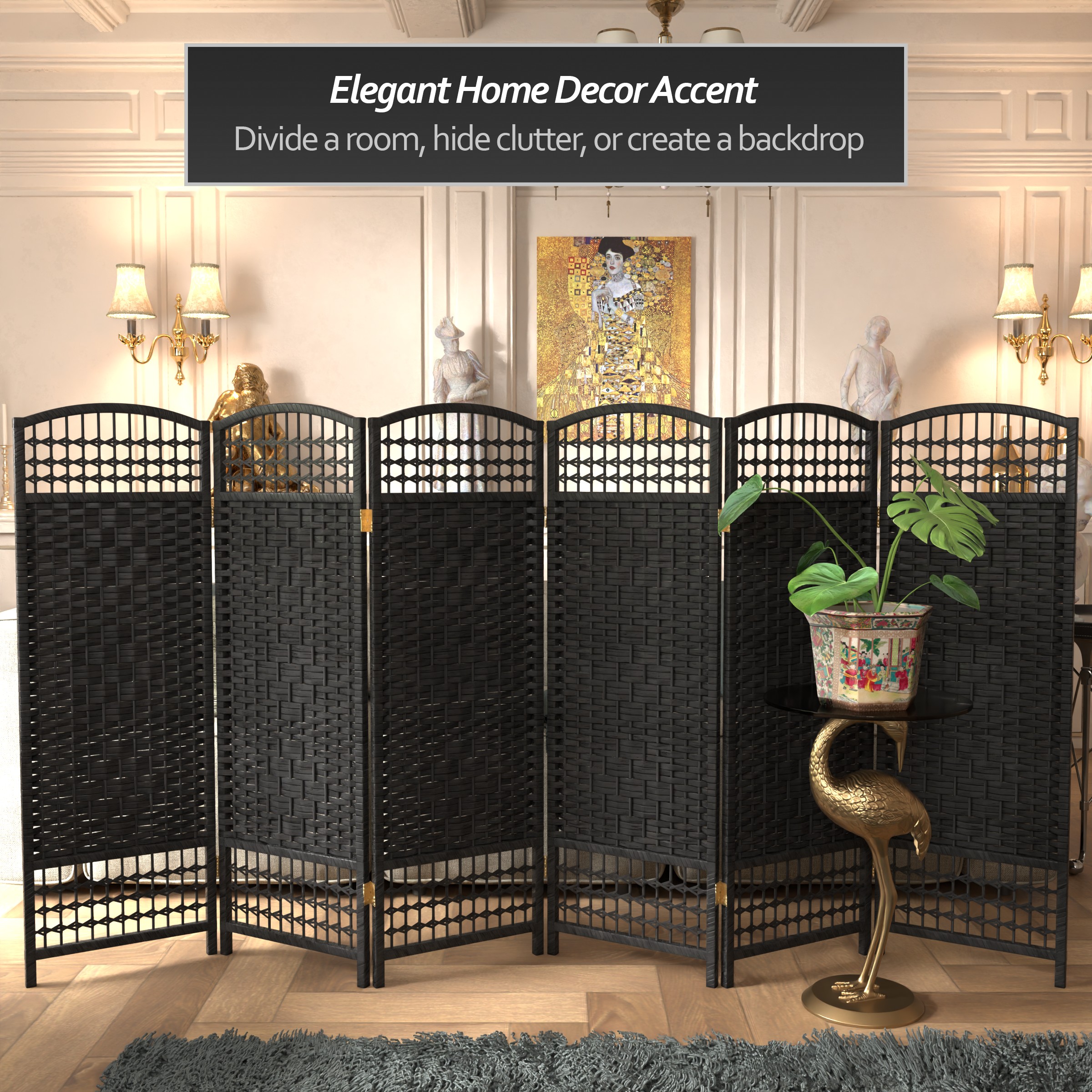 Red Lantern 6-Panel Black Cellulose Fiber Folding Transitional Style ...