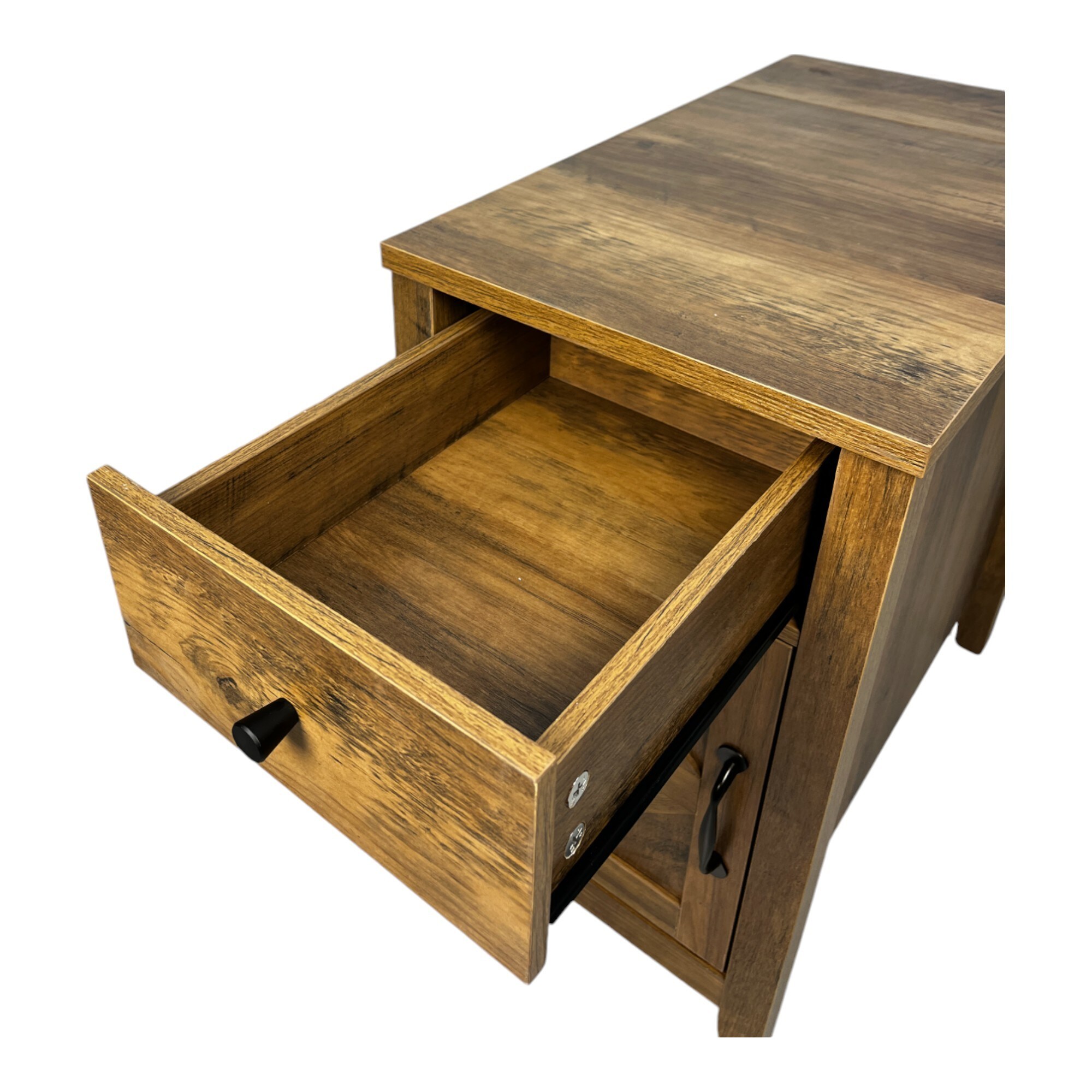 GlasFlength Farmhouse End Table Modern Bedside Table with Drawer and ...