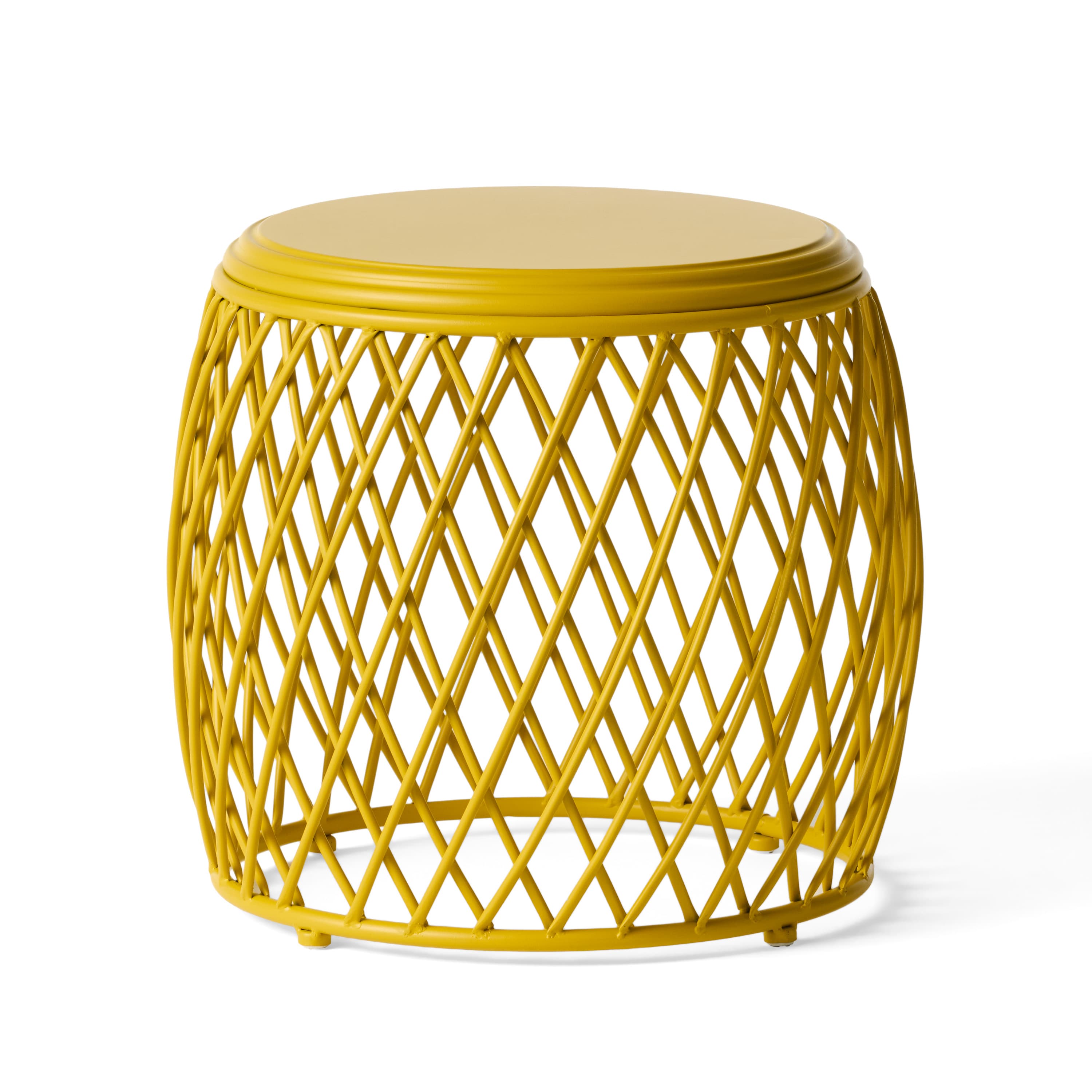 Vynxaria Alamera Yellow Cylindrical Iron Single-Piece Outdoor Accent ...