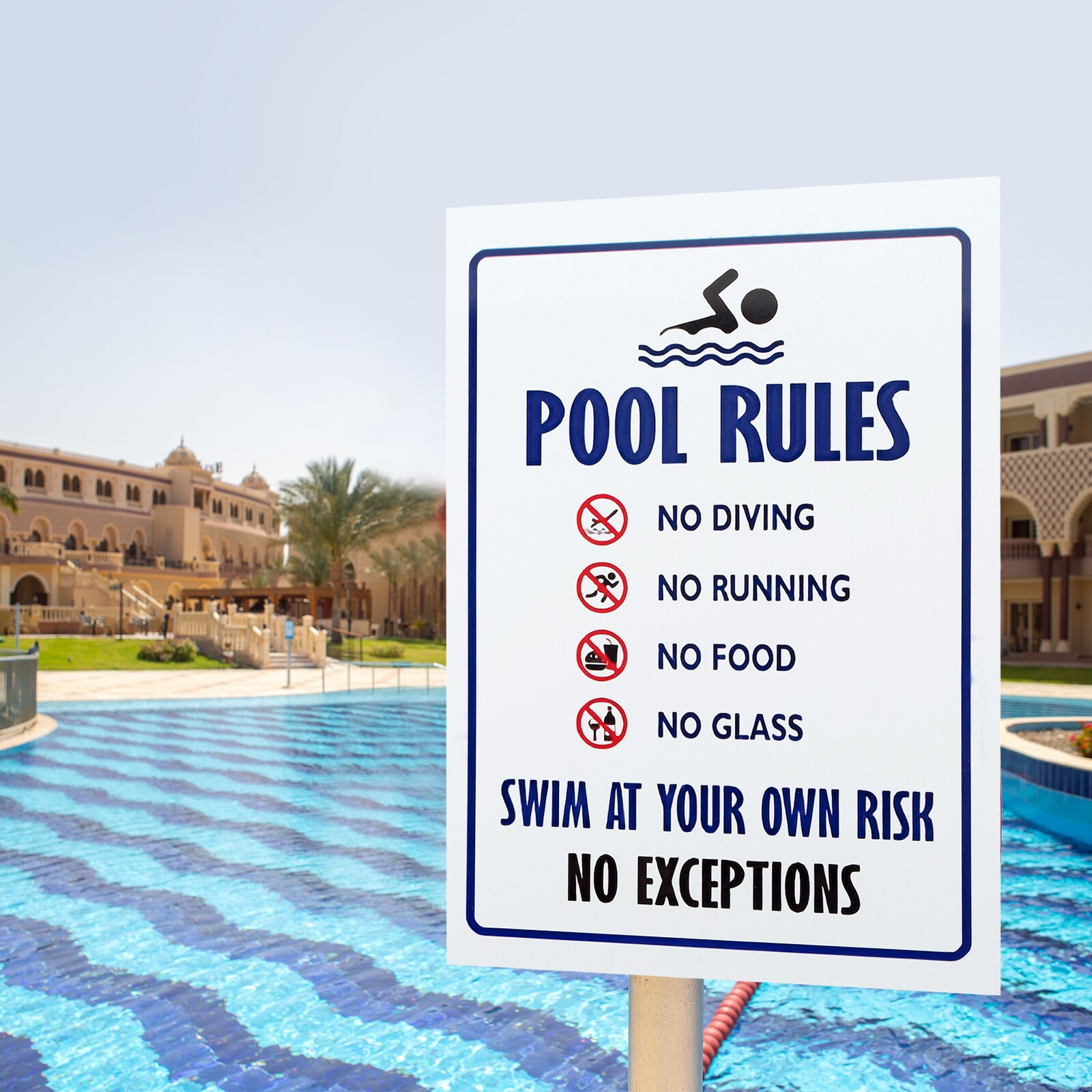 PATIKIL Pool Rules Sign 12x8Inch Aluminum Pool Sign No Diving No ...