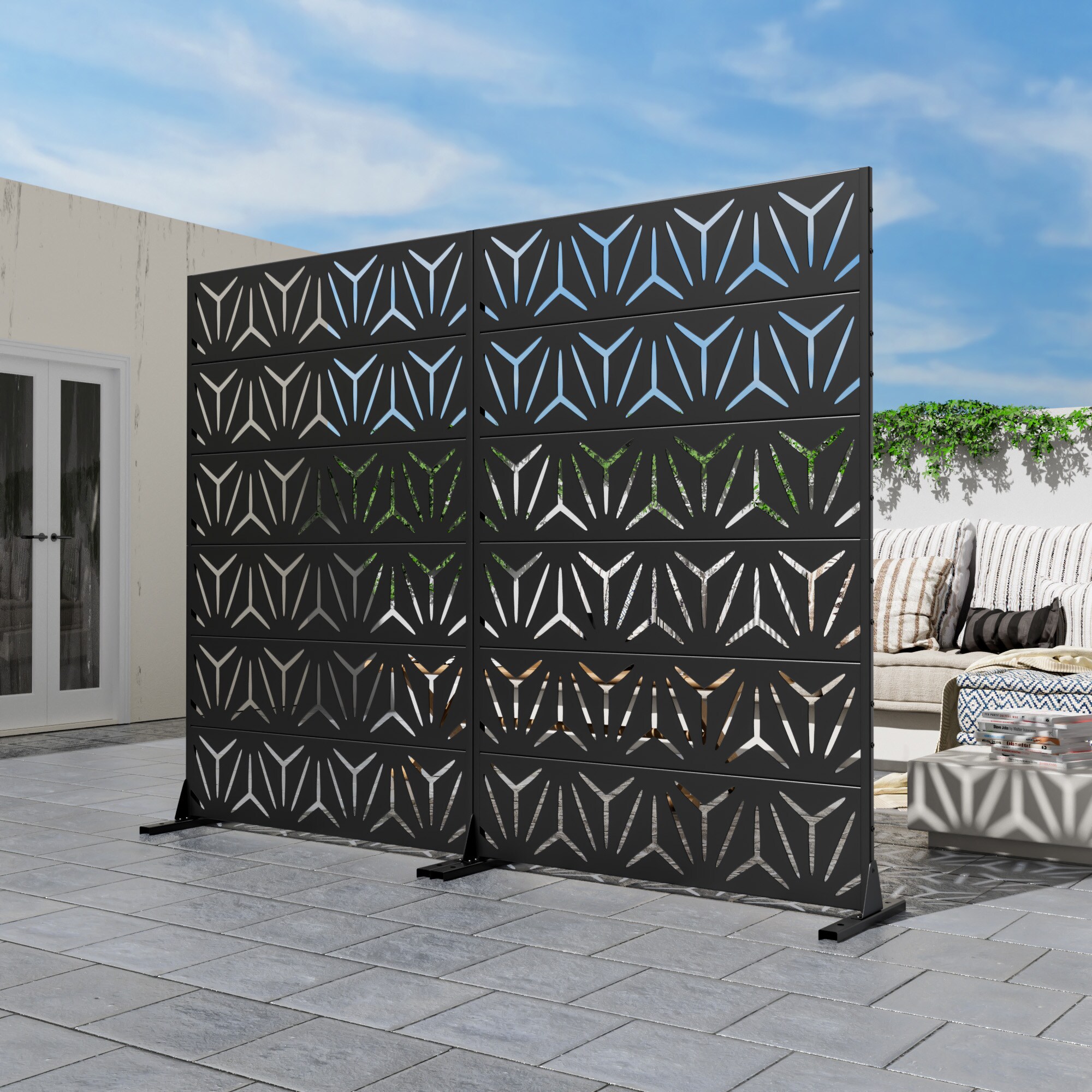 Dovelina 72-in H x 47-in W x 16-in D Metal Privacy Screen Fence Panel ...