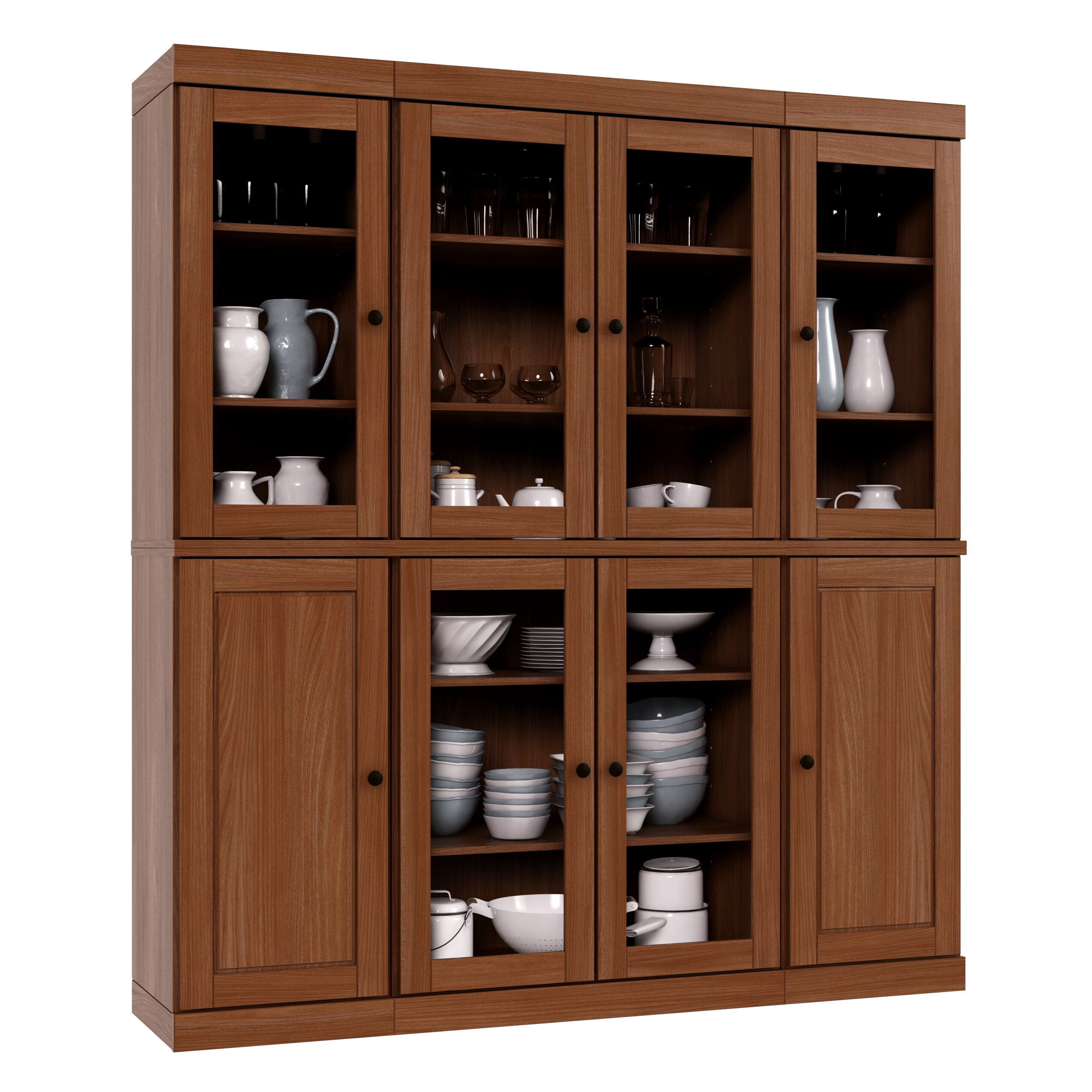 Palace Imports 65-in W Solid Wood Tall Clear Glass Raised Panel Modular ...