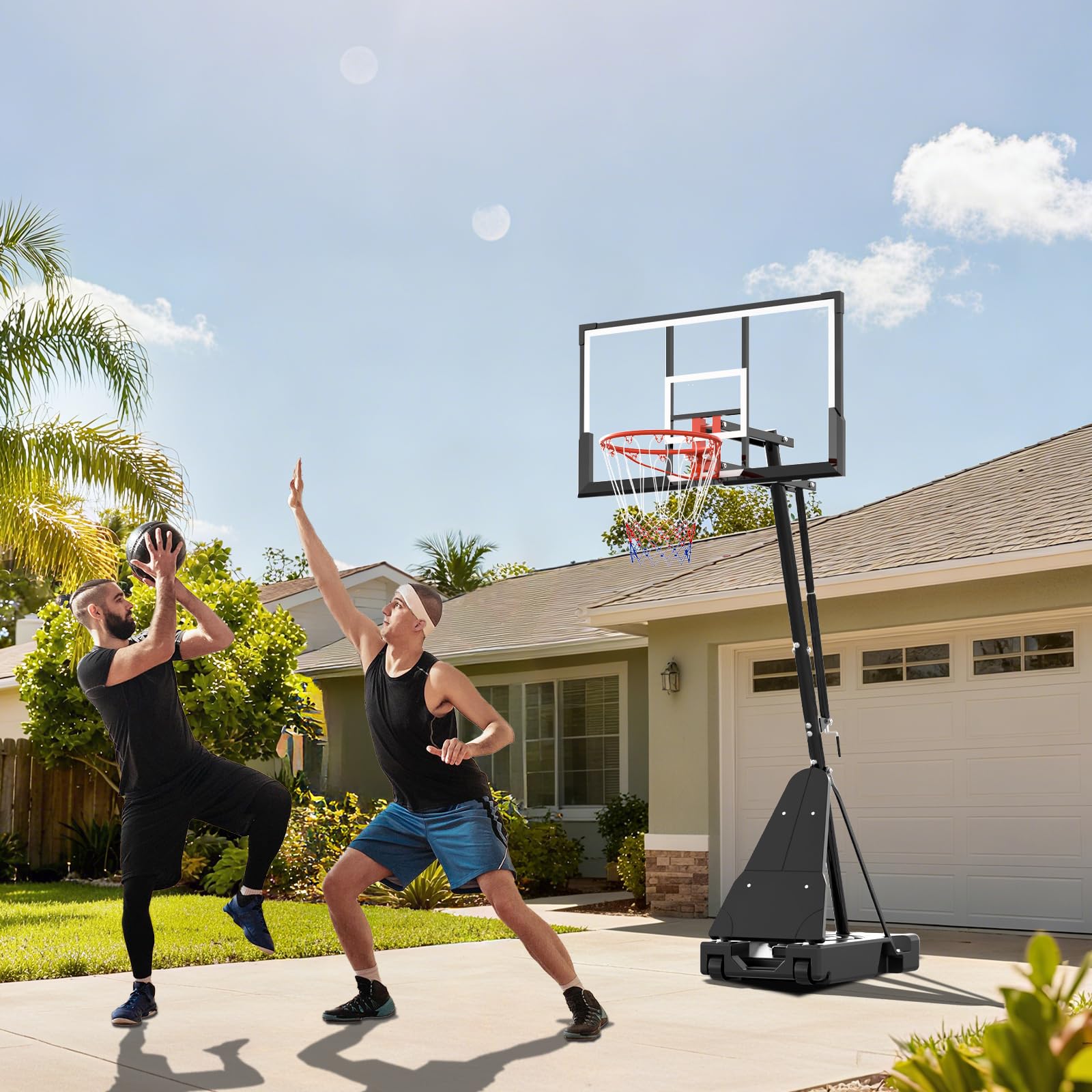 Garvee 54 Inch Shatterproof PC Backboard Height Adjustable 4.9-10FT ...