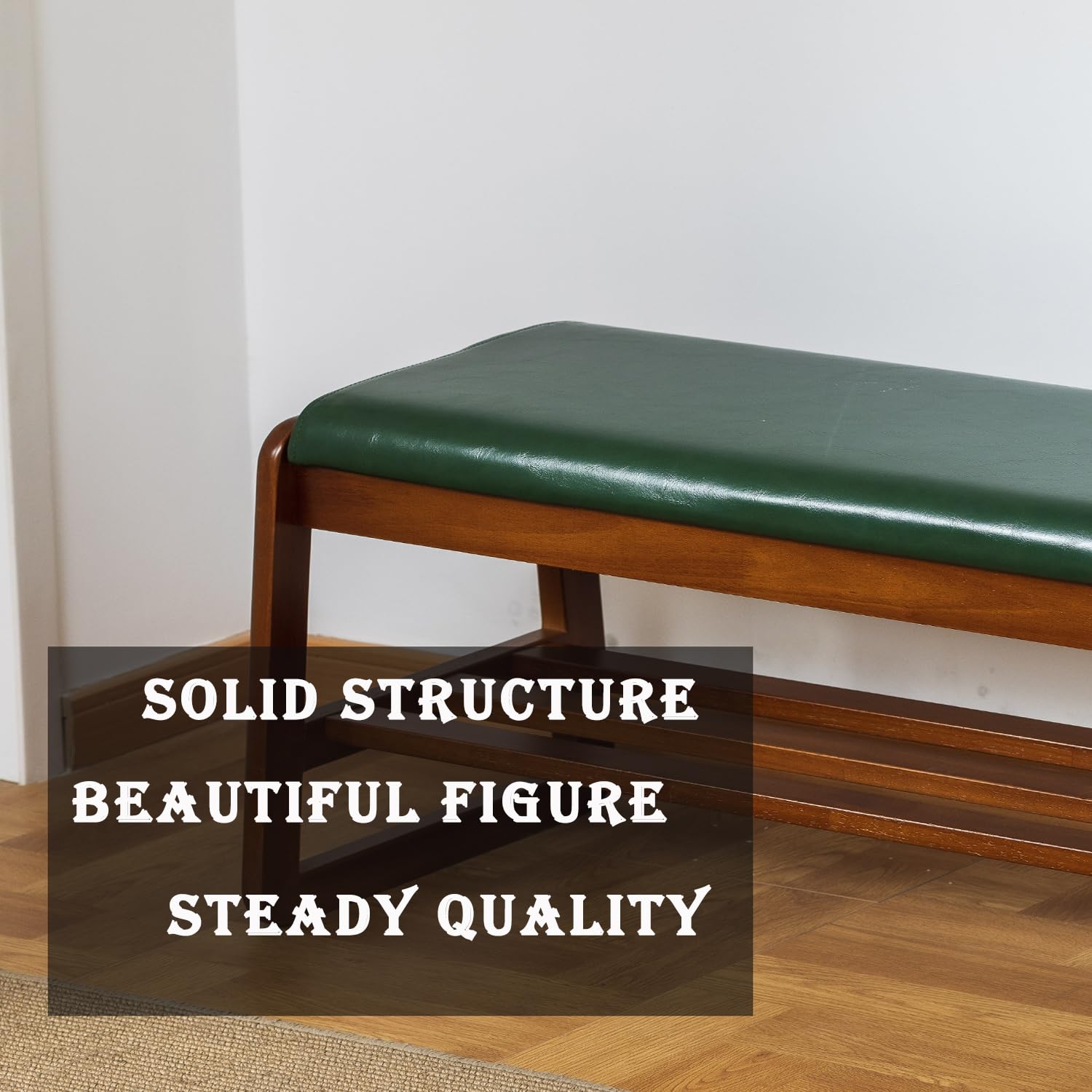 PIGFDK Green 21.65 in Solid Wood Shoe Bench Entryway Storage Organizer ...