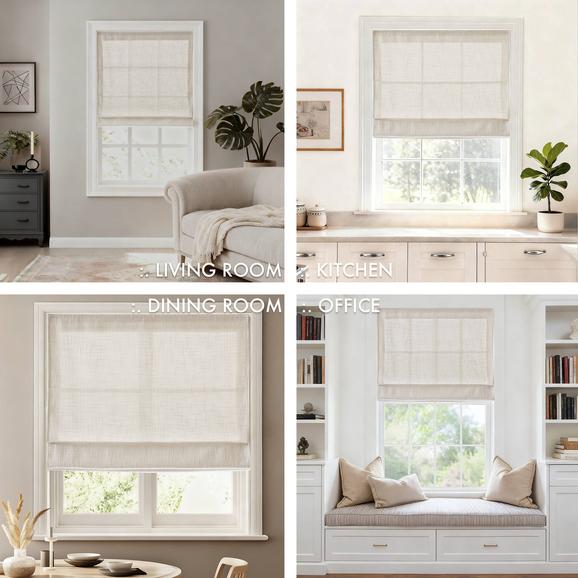 Blisstyle 1 Piece 35x64 Inch Room Darkening Cordless Roman Shade Linen ...