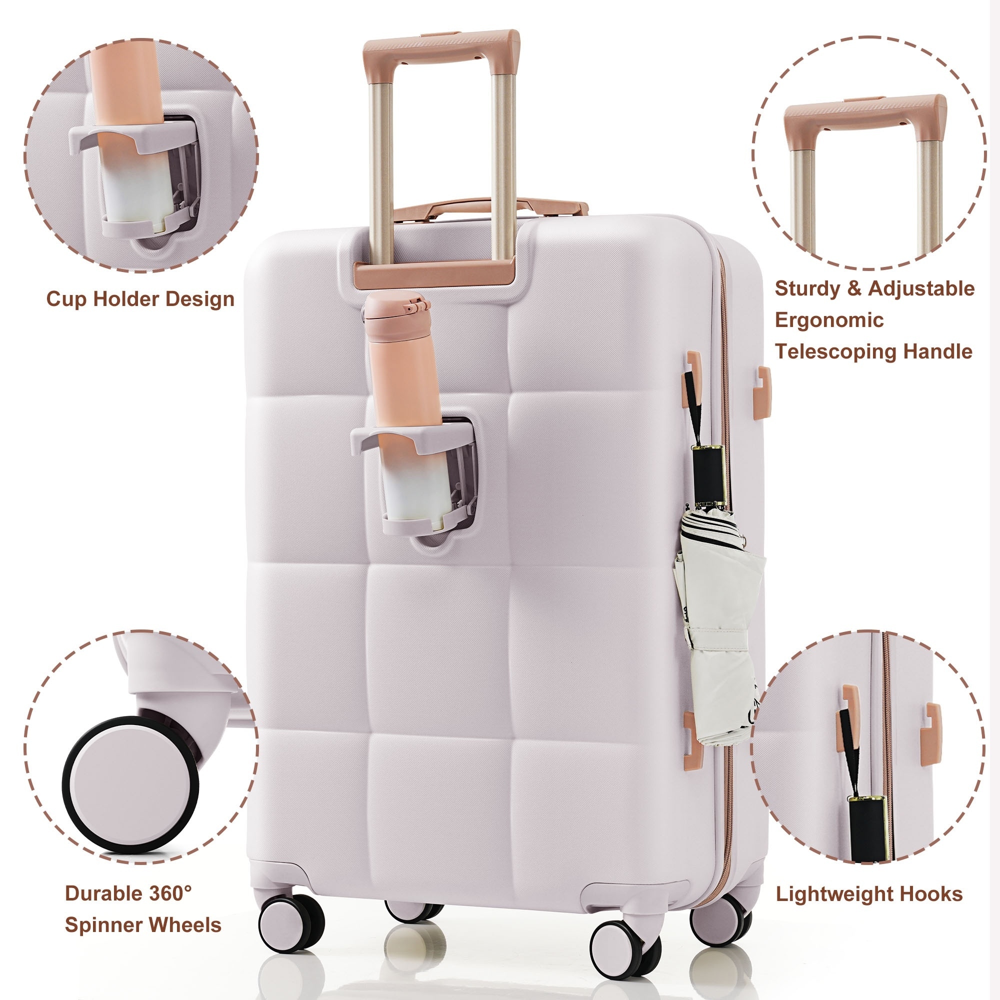 LIVACA Light Grey ABS Hard Shell Luggage Set of 3 with Airline ...