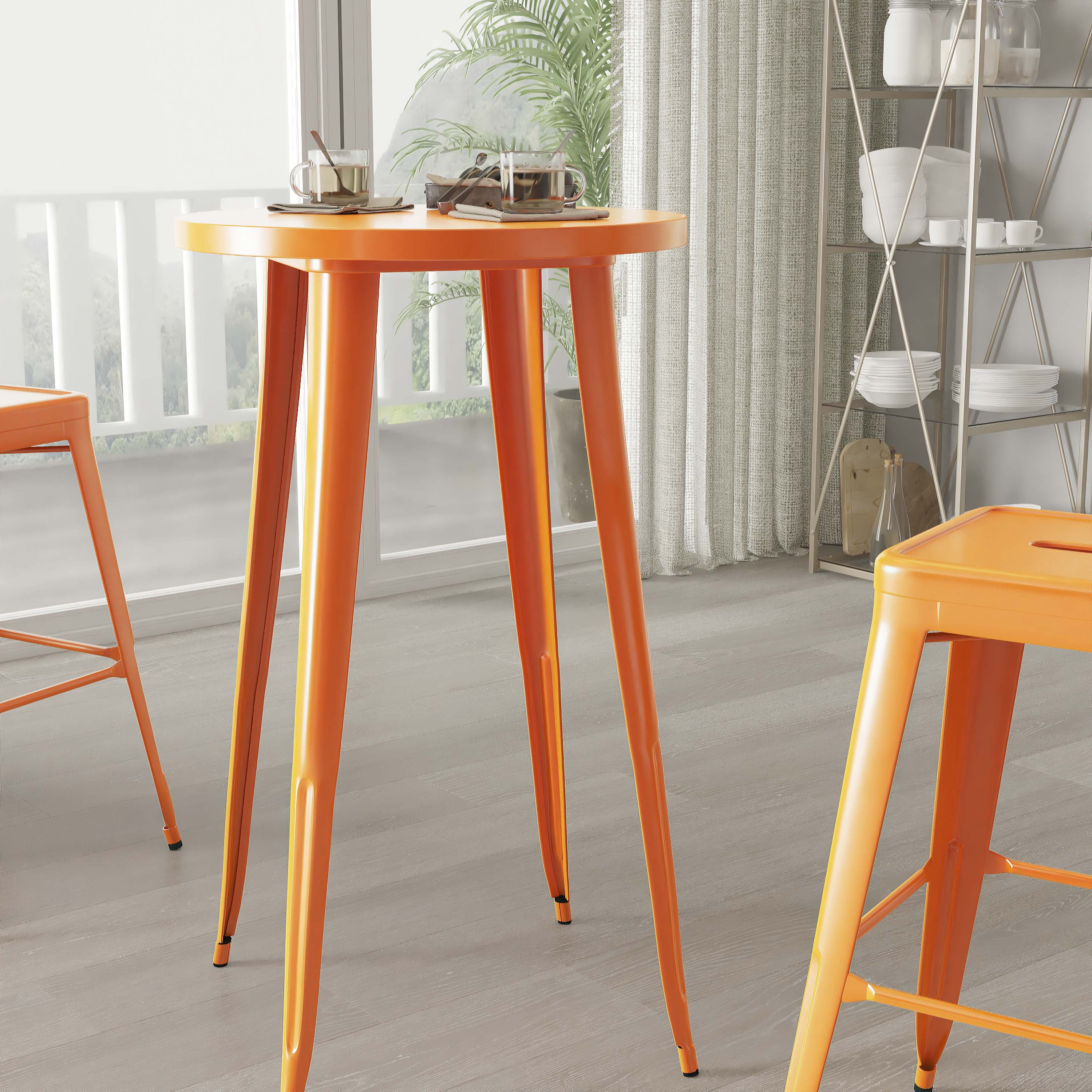 Merrick Lane Cynthia 24-in Round Bar Height Patio Table with Orange ...