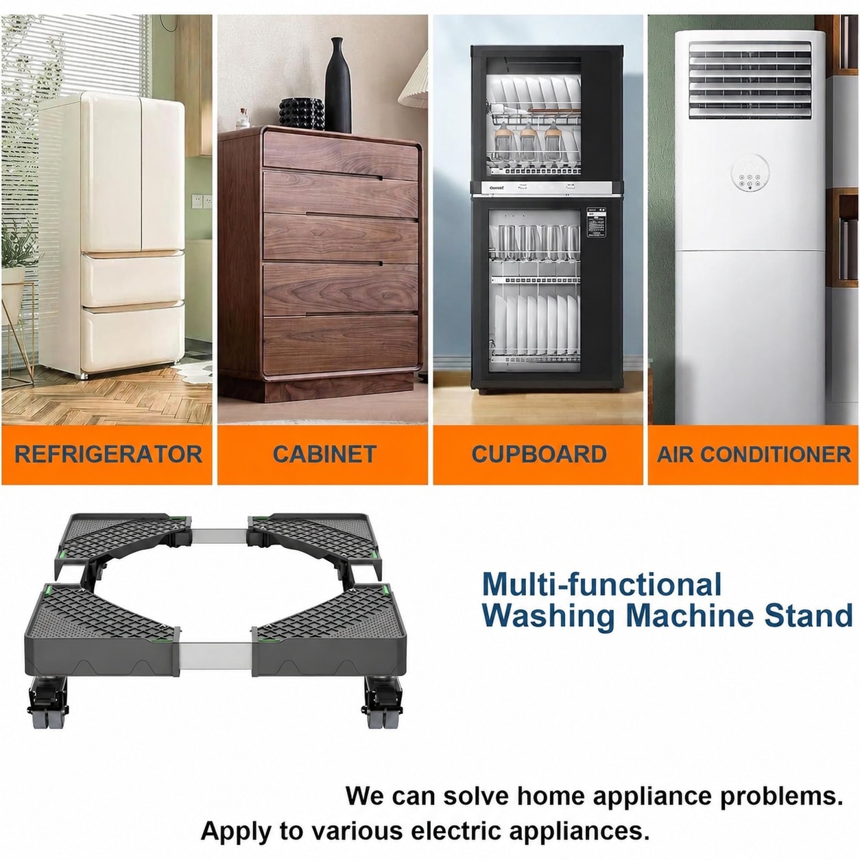 Anqtovp Mini Fridge Stand Adjustable Dolly with 4 Locking Wheels ...