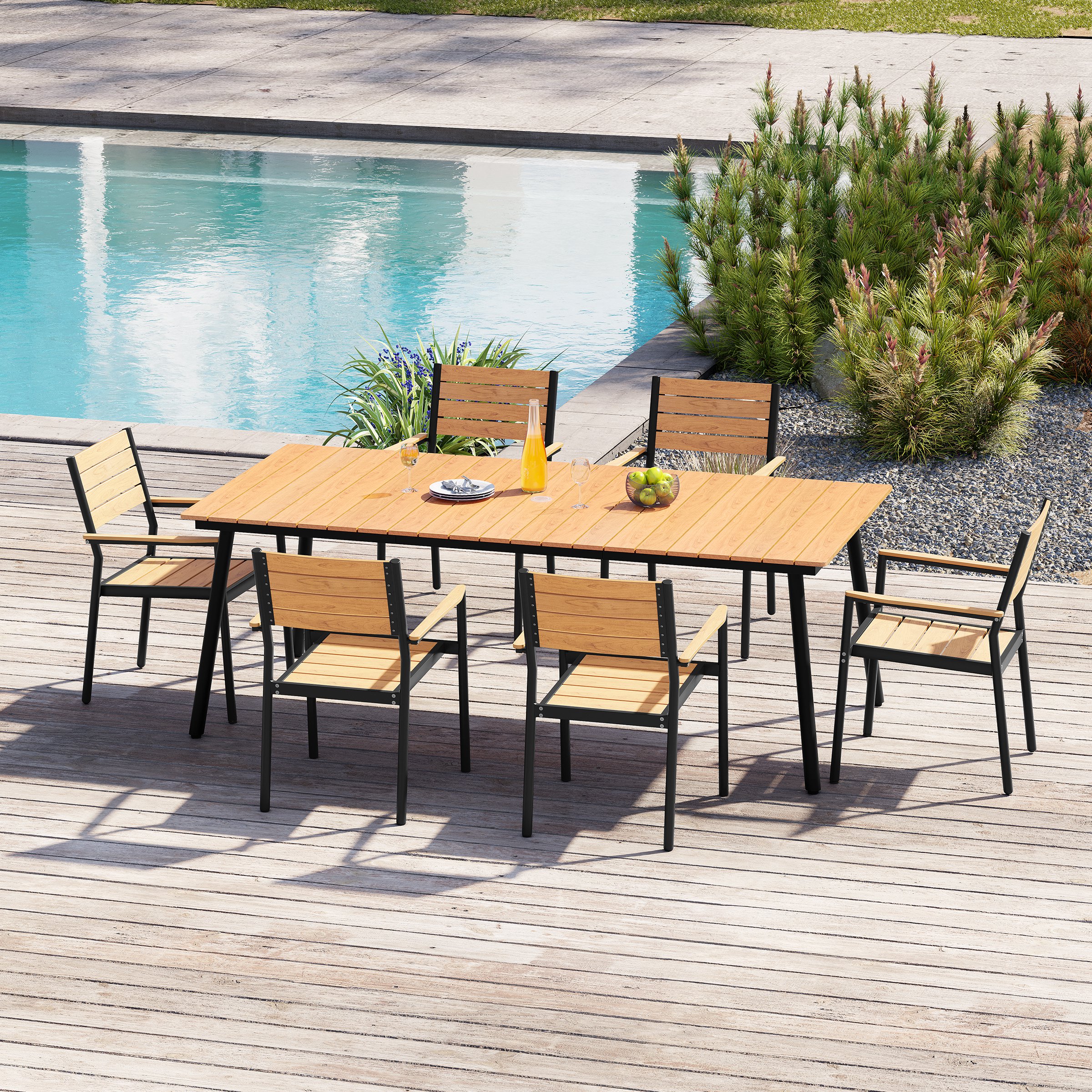 Crestlive Products Outdoor 7 -Piece 82.48"-6 seat Patio Dining Set ...