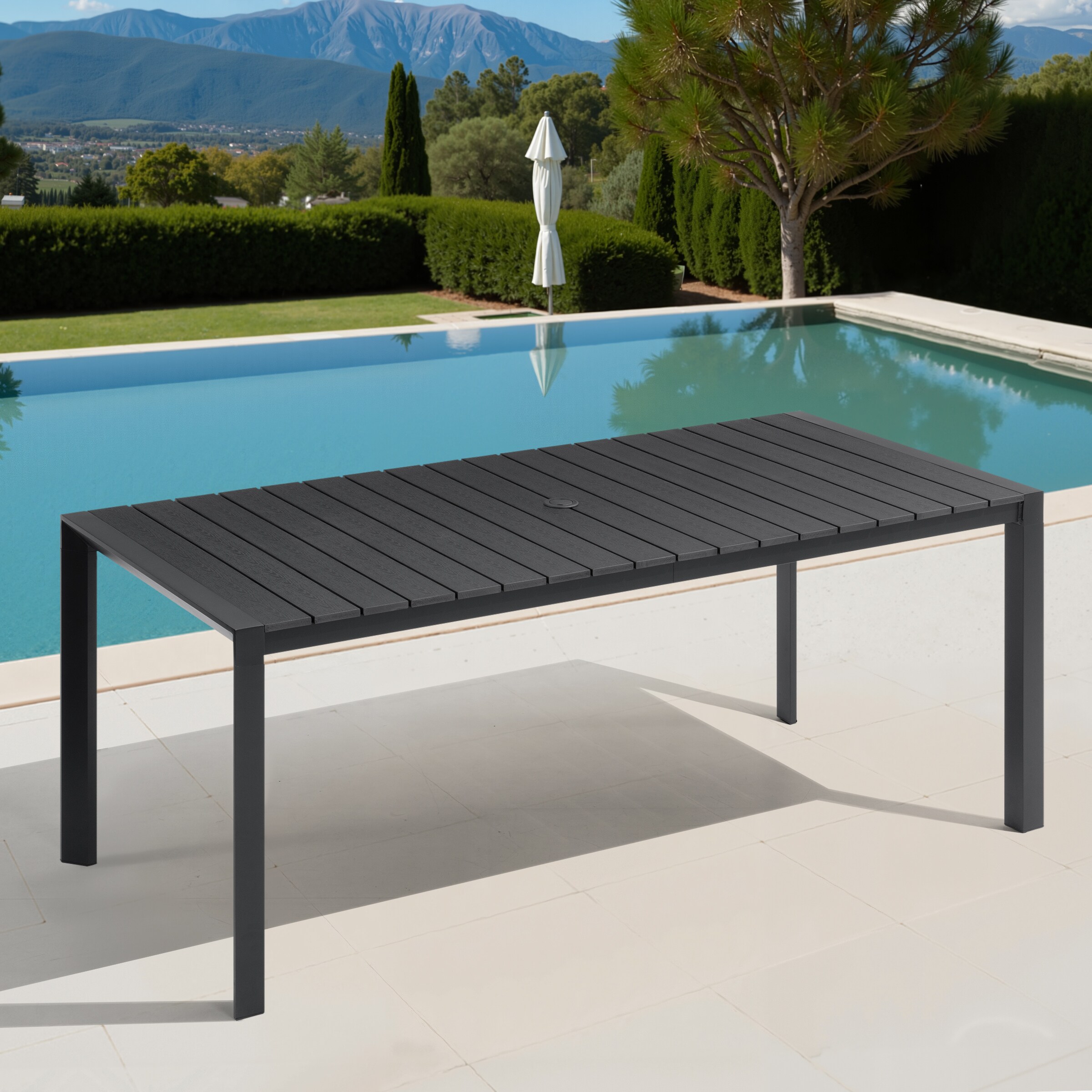 Pellebant Patio Plastic-Wood Top Aluminum Frame Rectangle Outdoor ...