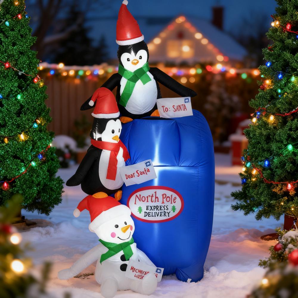 LOVMOR North Pole Mailbox with Penguins and Snowman Christmas ...