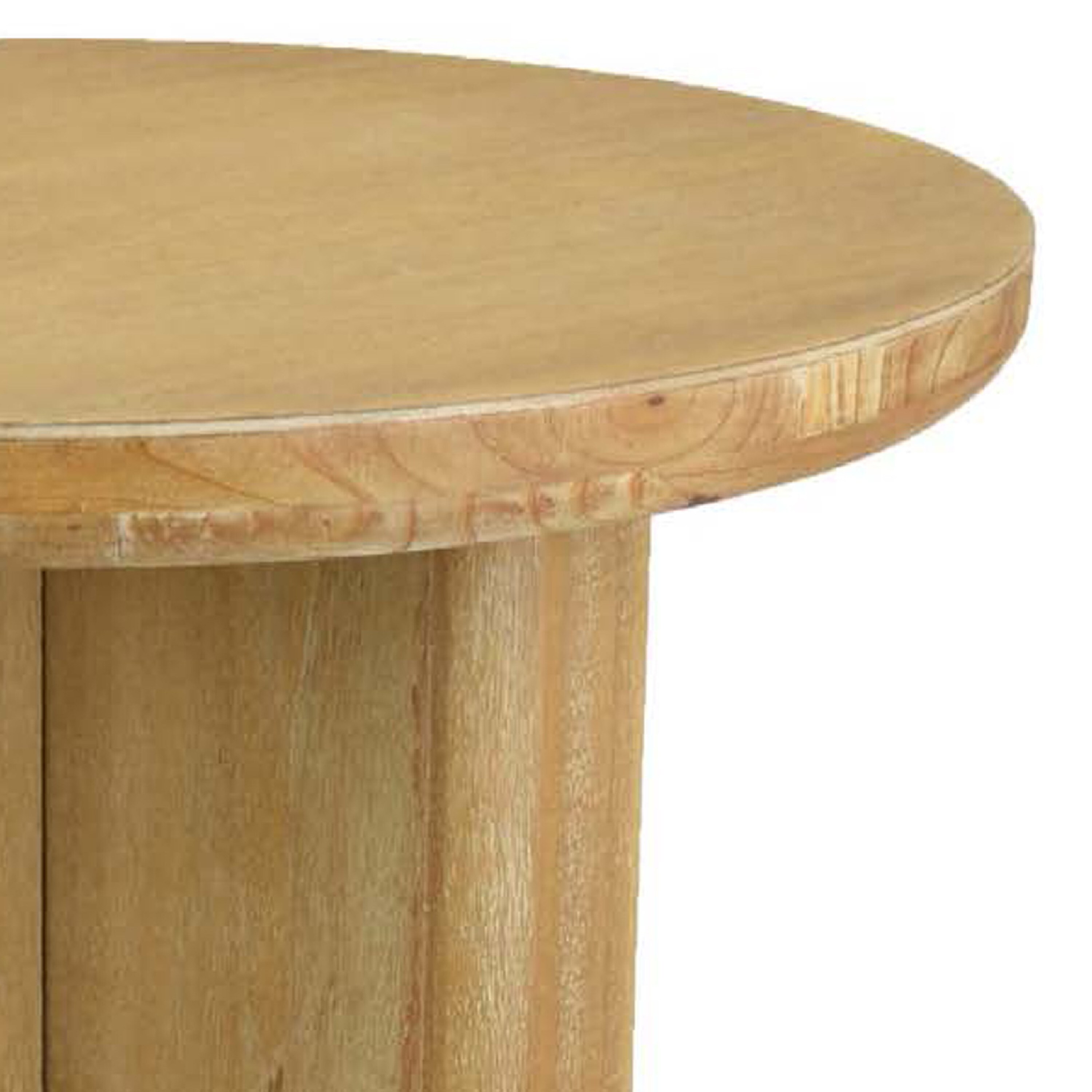 Benzara Round Side End Table-X Shaped Paneled Legs-24 Inch Brown Wood ...