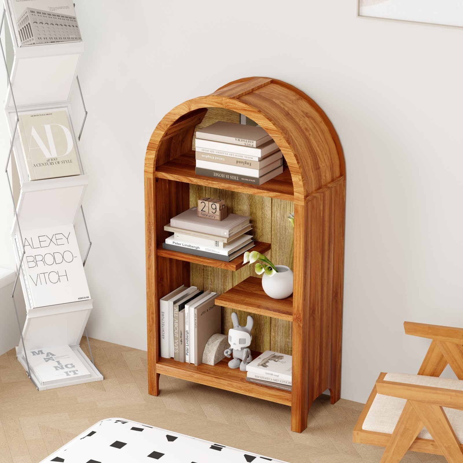 GlasFlength 43.3-Inch 4 Tier Arched Top Freestanding Shelf Asymmetrical ...