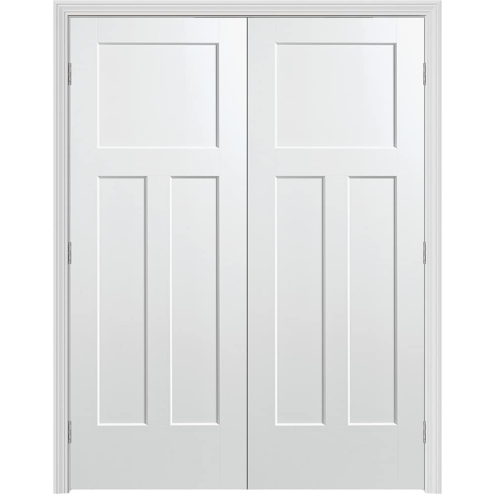 Masonite 60-in x 80-in Primed Solid core 3-panel craftsman Bi-parting ...