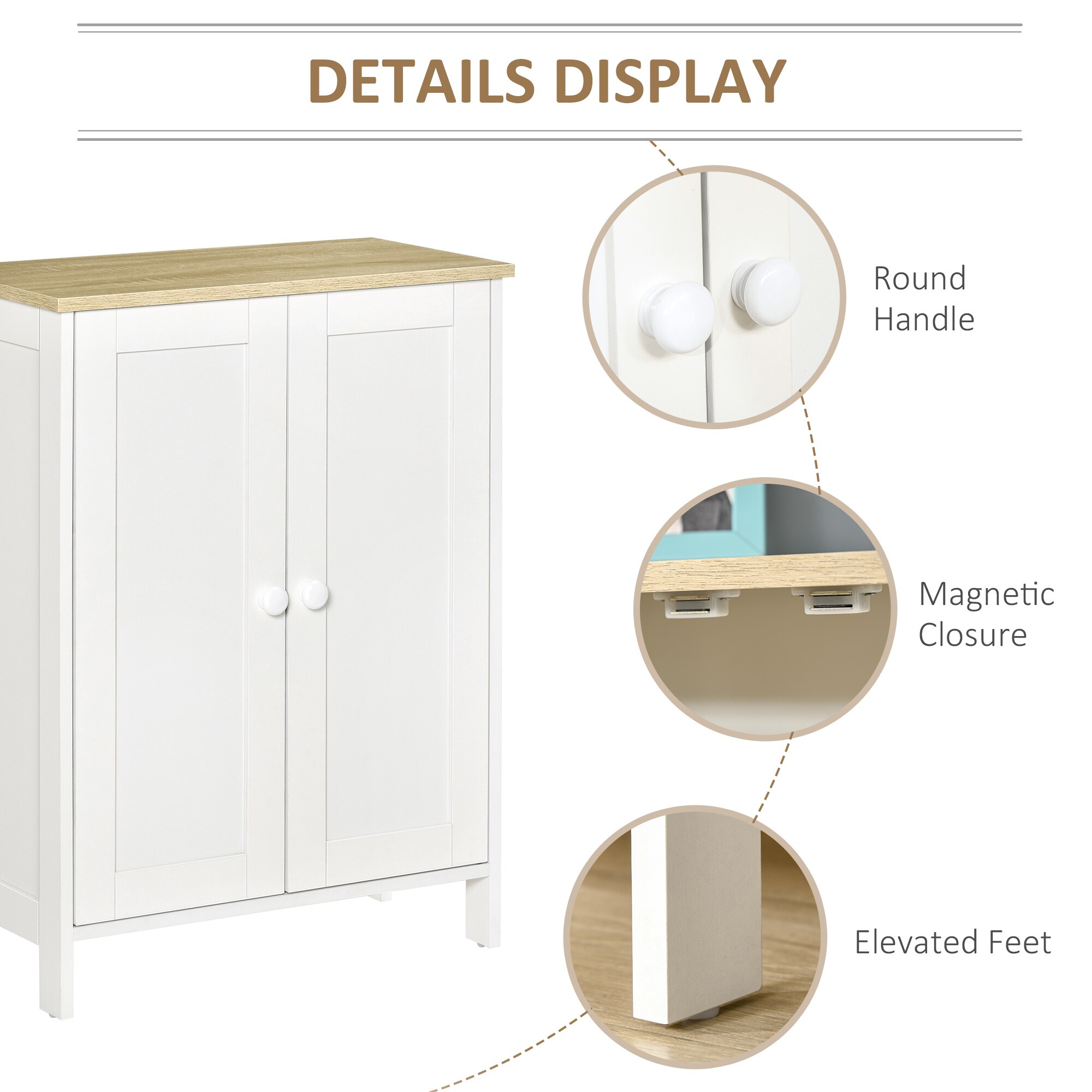 LOVMOR Storage Cabinet Double Door Cupboard with 2 Adjustable Shelves ...