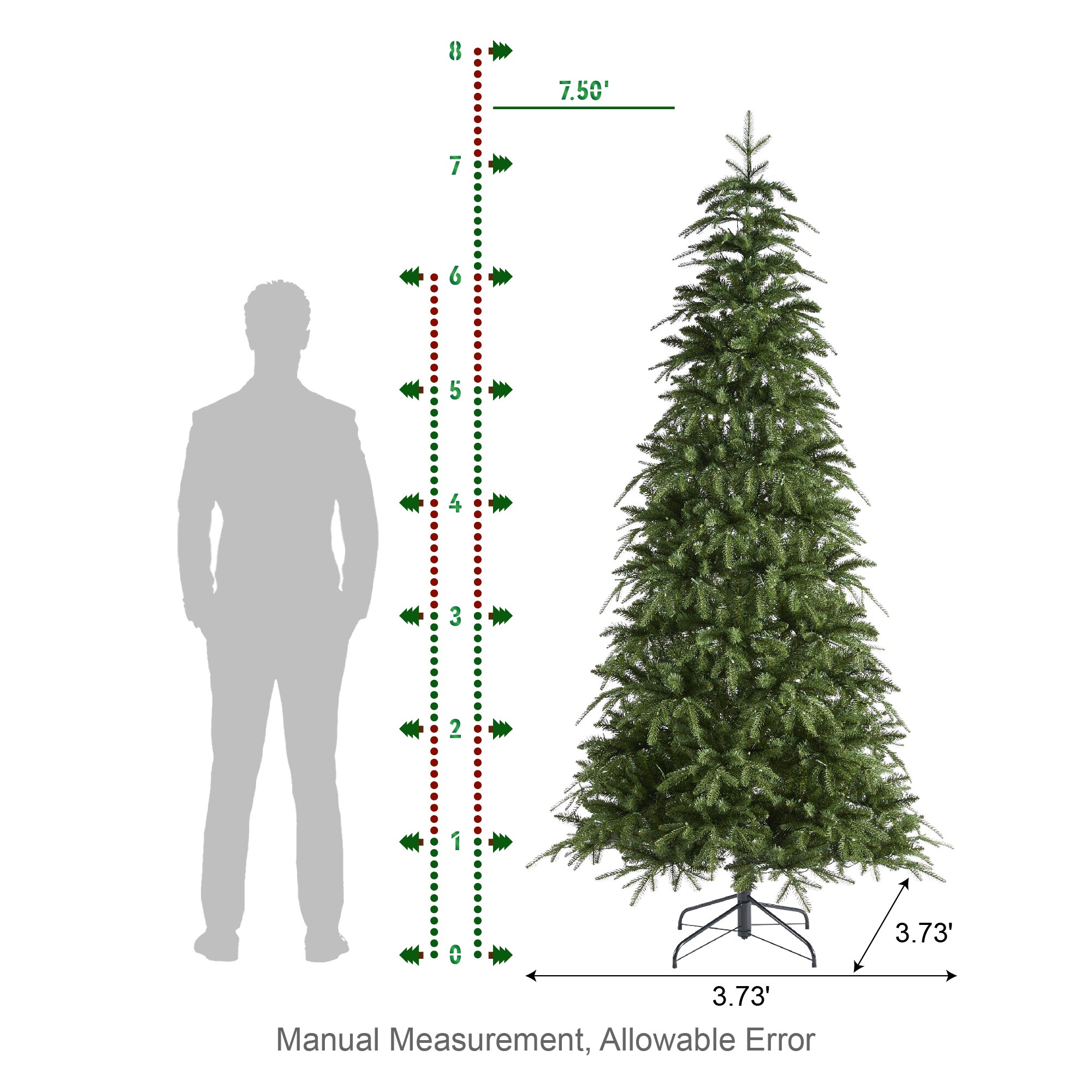 Glitzhome 7.5-ft Pre-lit Slim Artificial Christmas Tree with White LED ...