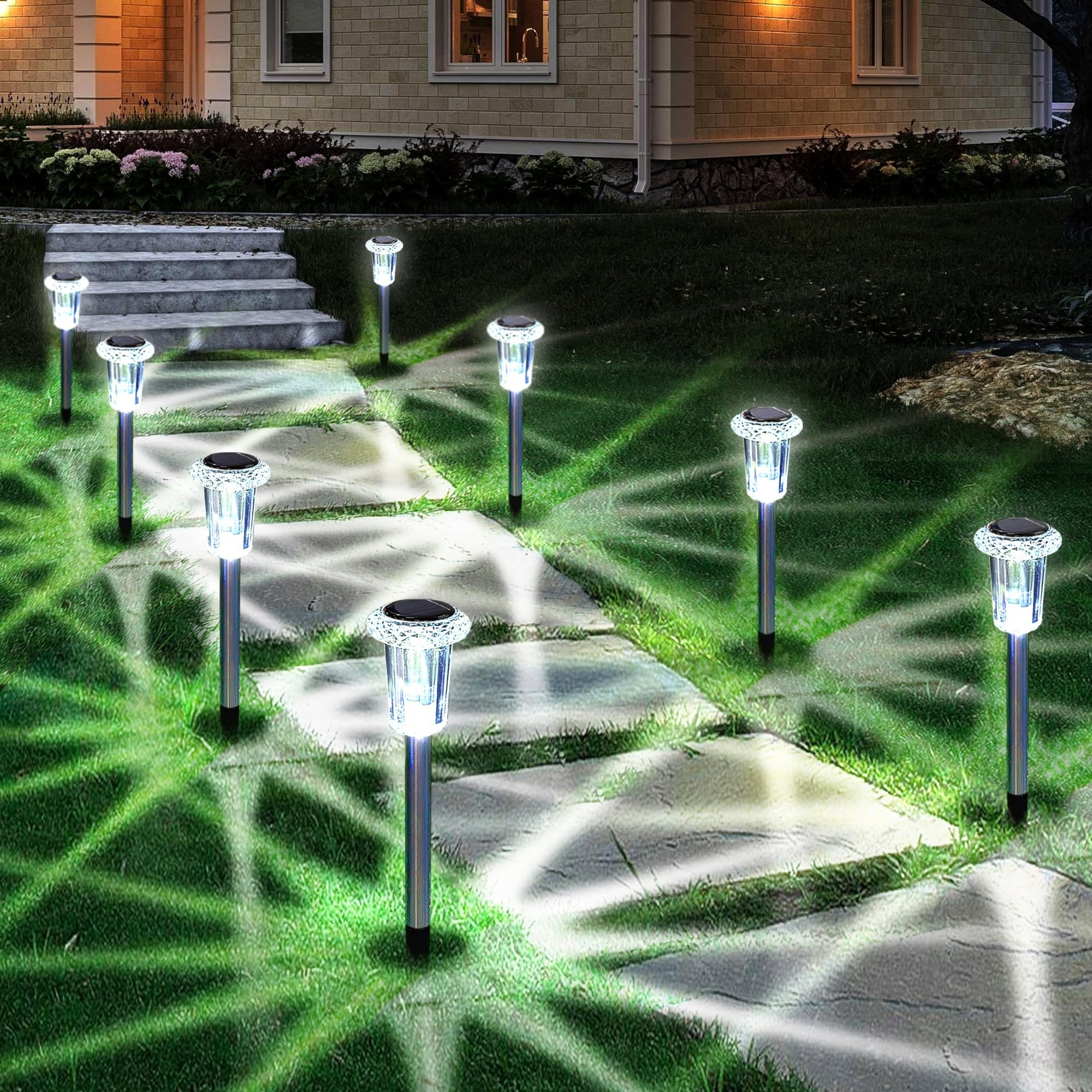 Vrbgify Solar Outdoor Lights 10 Pack Waterproof Stainless Steel Stake ...