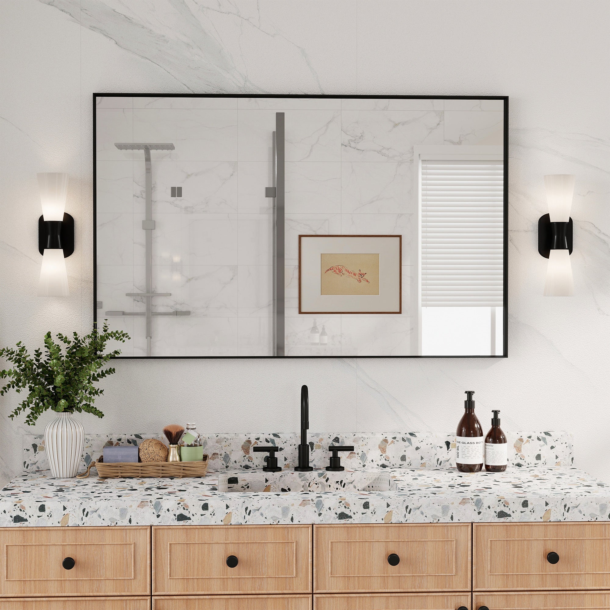 Vanityfus 24-in W 32-in H Rectangle Framed Wall-Mounted Bathroom Vanity ...