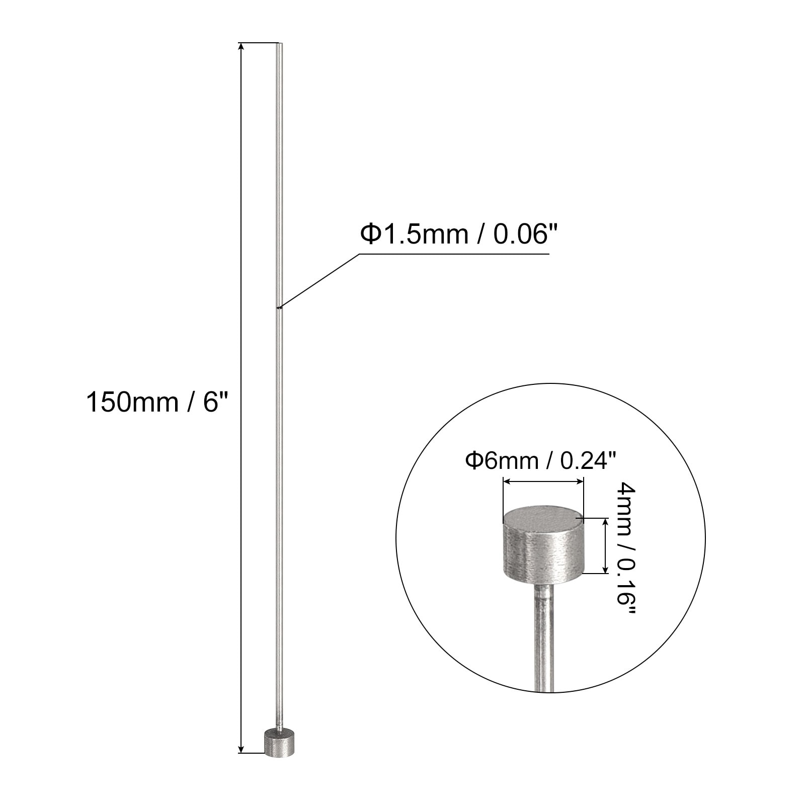Unique Bargains Straight Ejector Pins 1.5mm (1/16 Inch) Dia 65Mn Steel ...