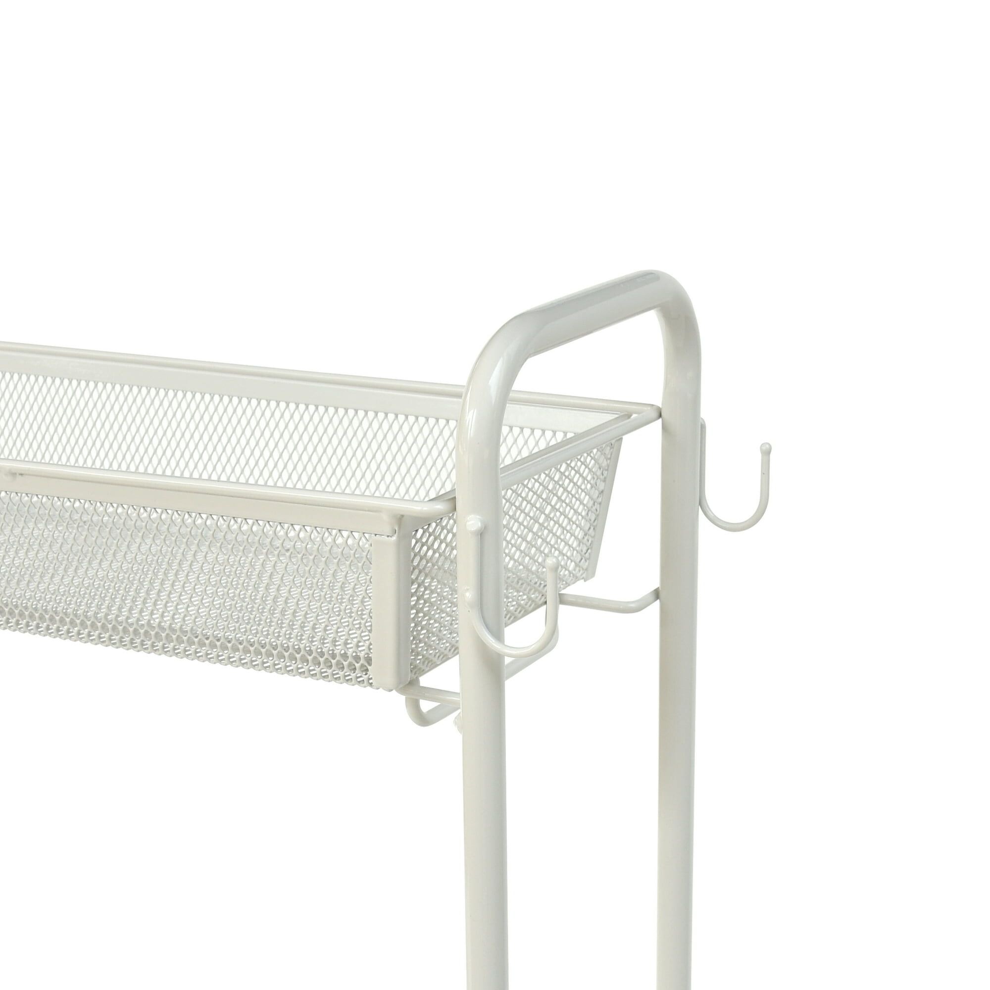 SPACELEAD 3-Tier Slim Rolling Storage Cart with Side Hooks and Swivel ...