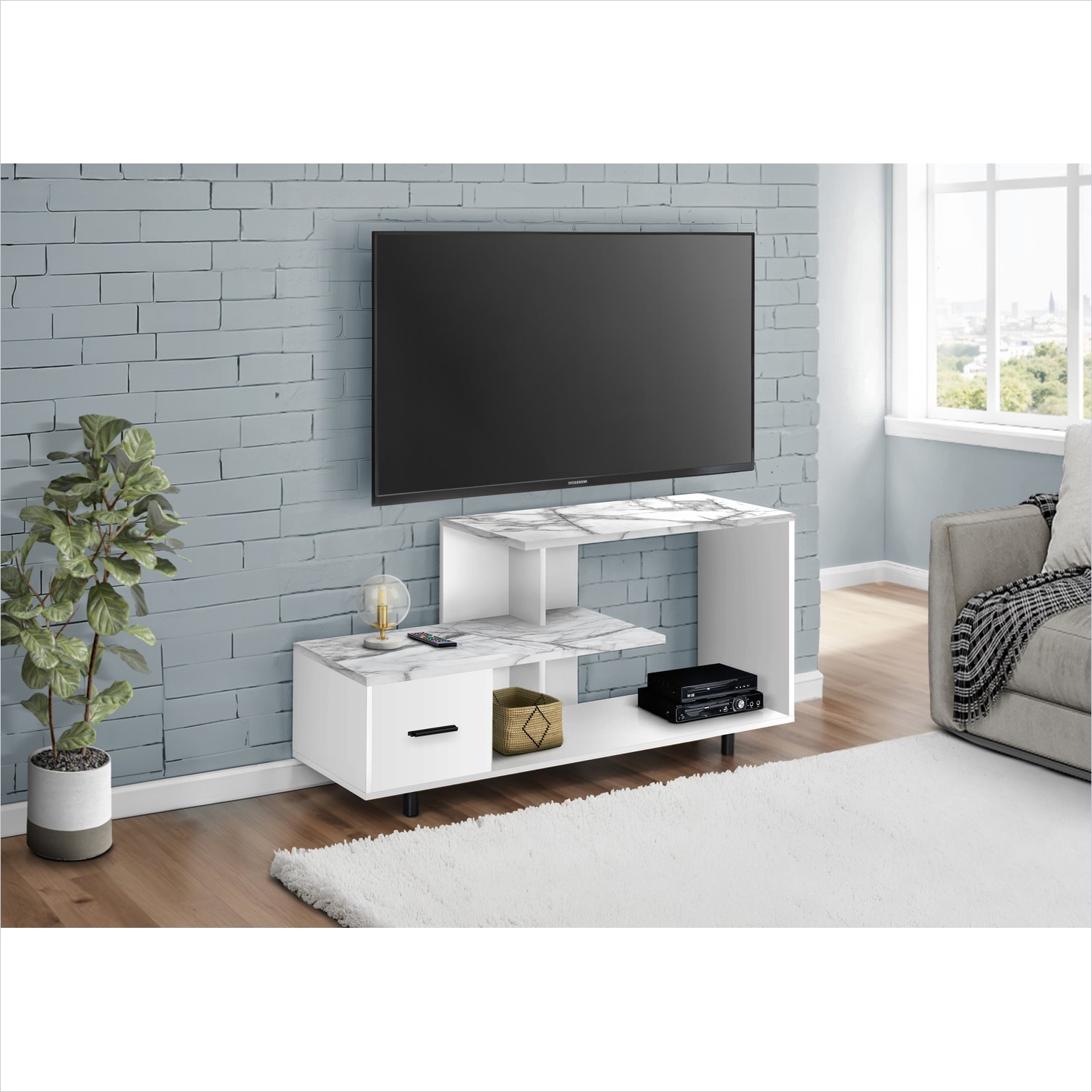 Watnature 48-Inch TV Stand Media Console with Storage Drawer ...