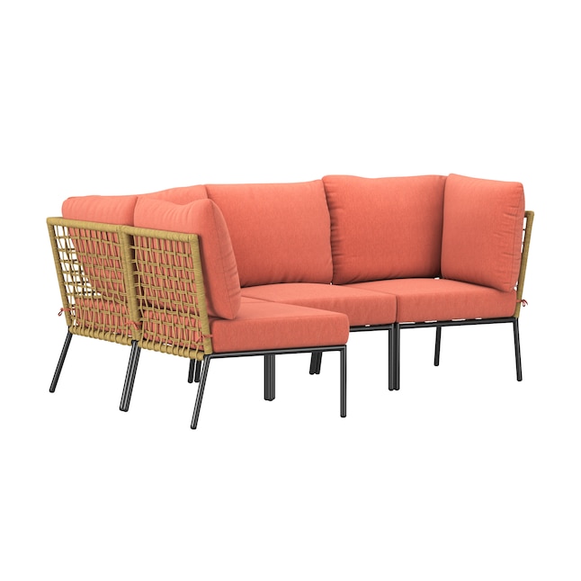 Origin 21 Clairmont 4-Piece Wicker Patio Conversation Set with Orange ... Origin 21 Clairmont 4-Piece Wicker Patio Conversation Set with Orange ...