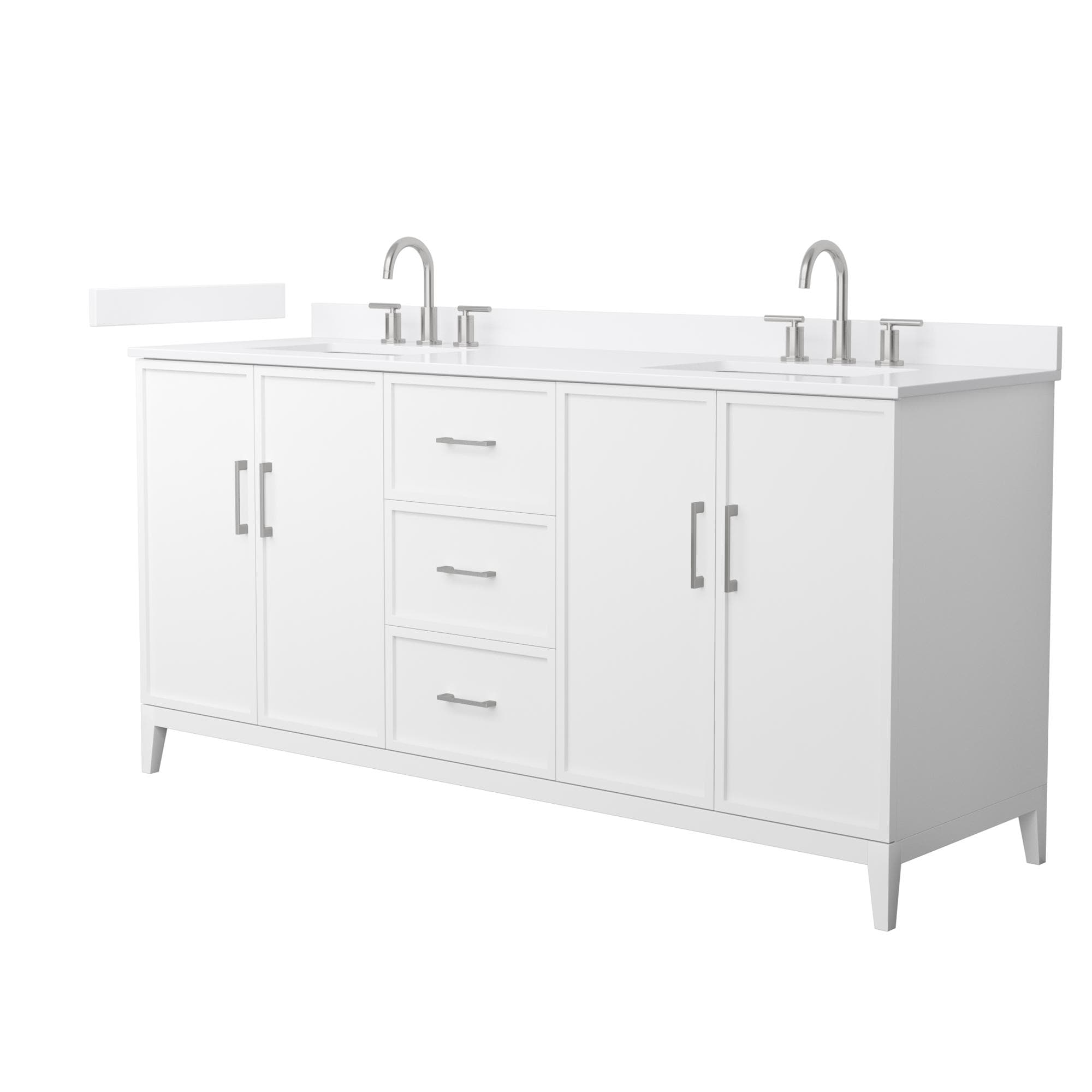 Wyndham Collection Elan 72-in White with Brushed Nickel Trim Undermount ...