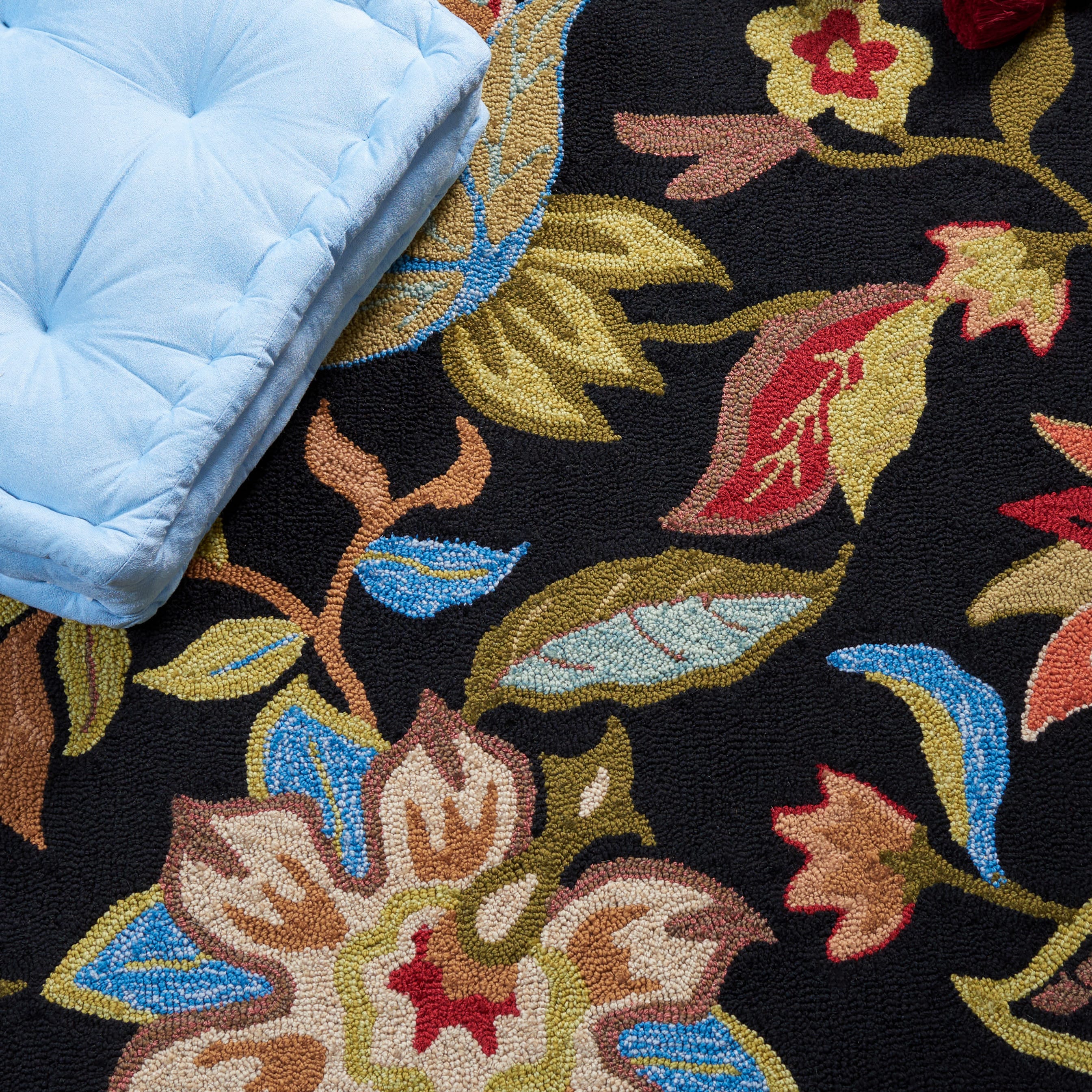 Safavieh Four Seasons 435B Black Purple 5ft x 8ft Country Floral Rug in ...