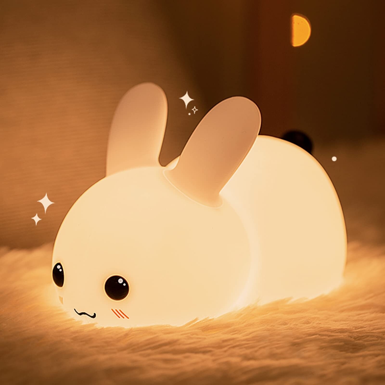 Vrbgify Bunny Night Light for Kids Soft Silicone Touch LED Lamp with ...