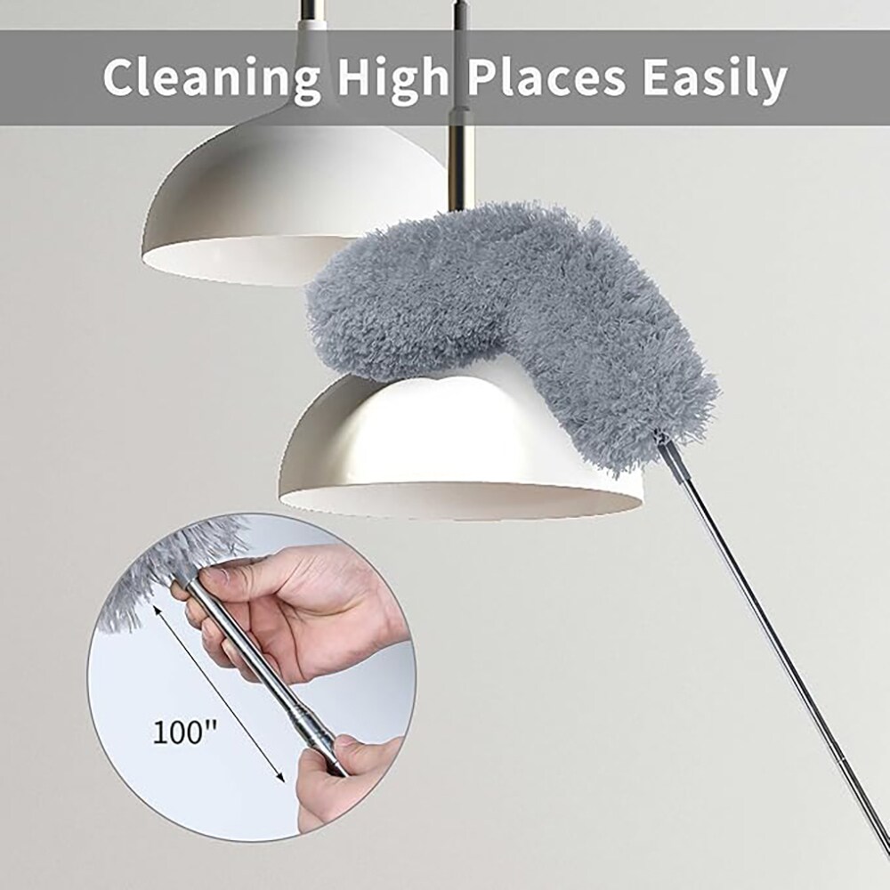 Boomjoy Microfiber Feather Duster 100 Inches Extension Pole Dark Grey ...