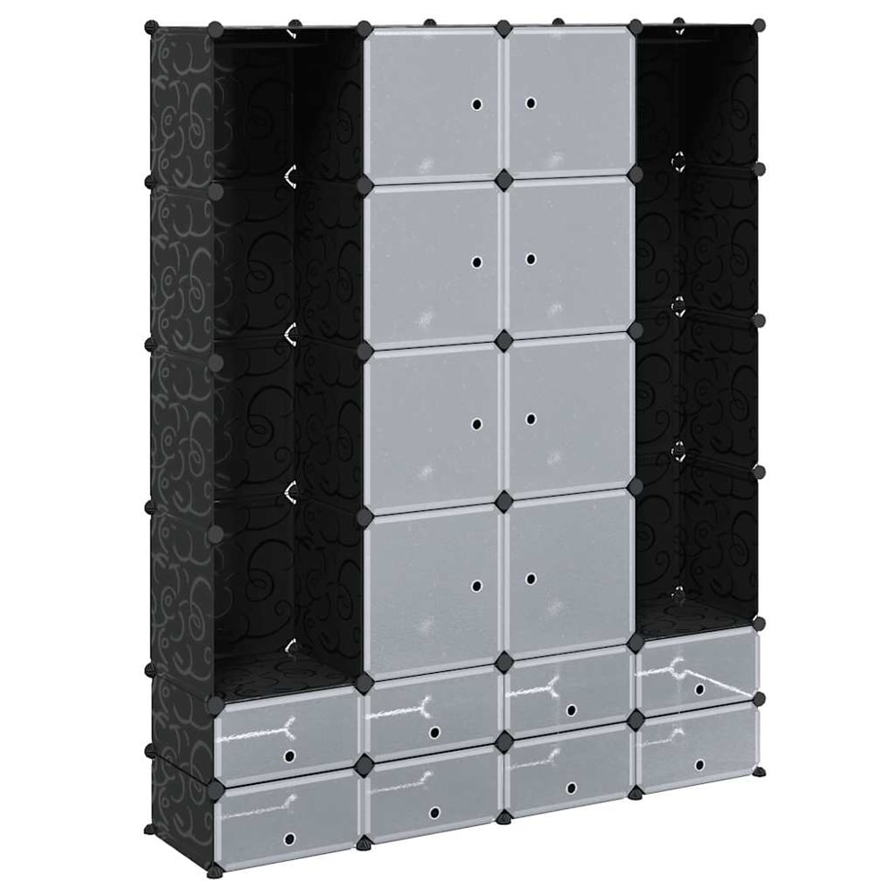 vidaXL Modular Storage Black and White Plastic and steel wire in the ...
