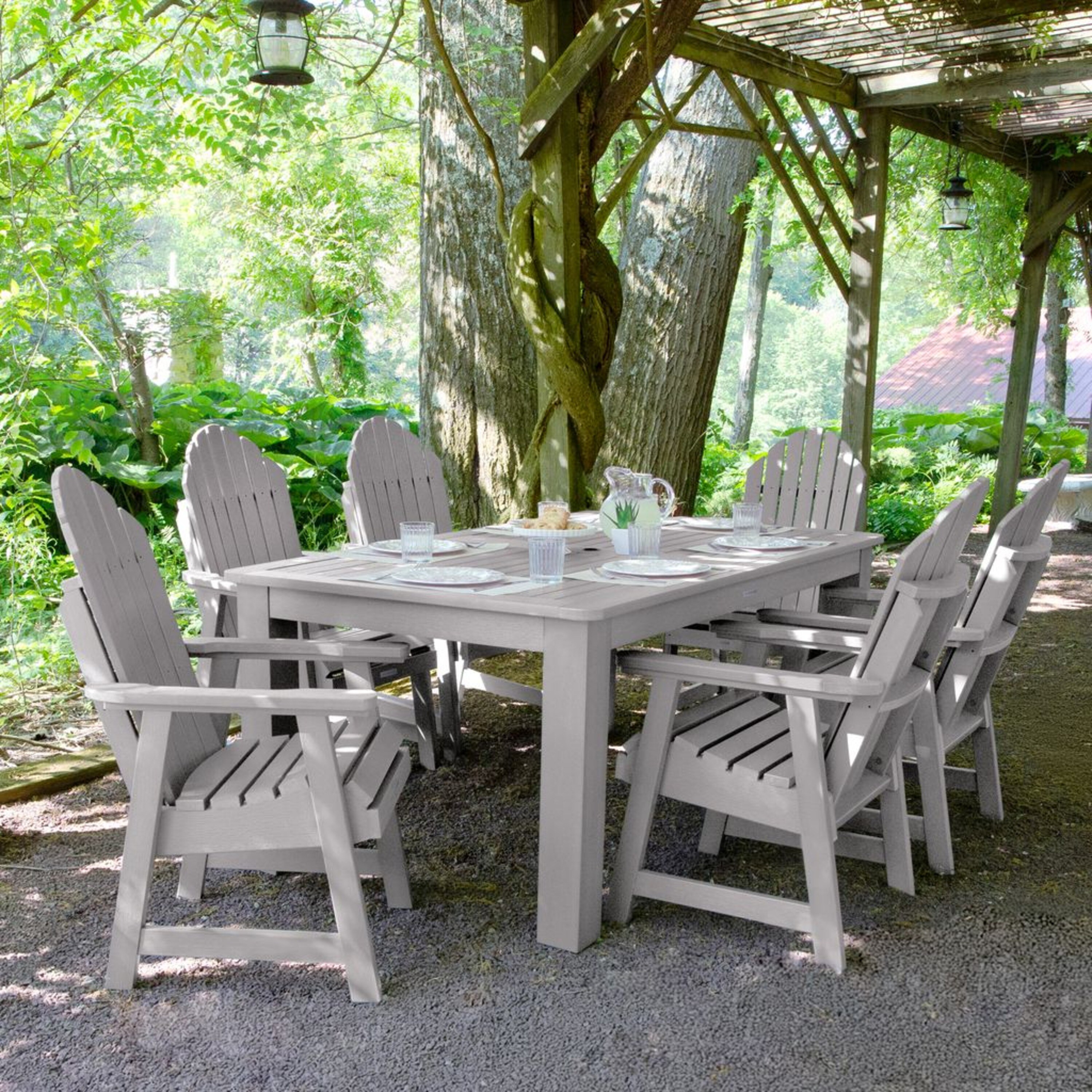 highwood Hamilton 7 Patio Dining Set Plastic Rectangle Table with 6 Stationary Chairs AD ST7HM1CO4AA HGR at Lowes
