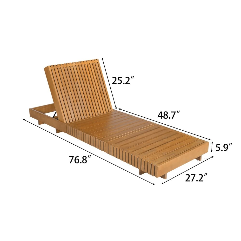 Coolbibila 77 Inch 6 Position Adjustable Backrest Acacia Wood Outdoor ...