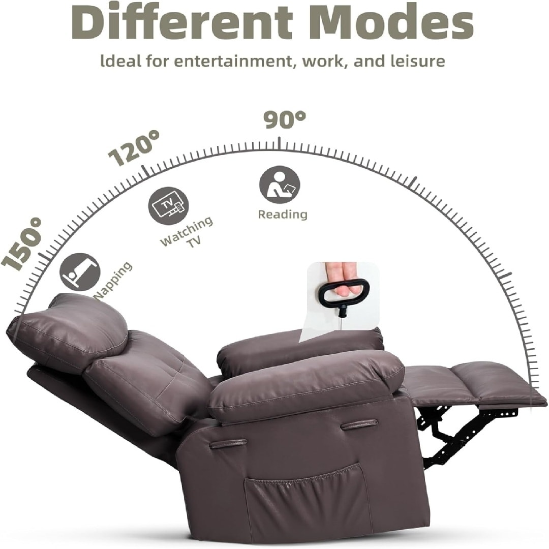 WhizMax 360 Swivel Rocker Recliner Chair Oversized Wide PU Leather ...