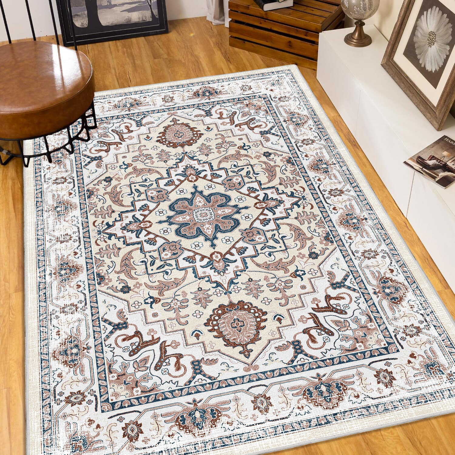 LOVMOR Area Rug 8x10 Vintage Bohemia Large Persian Non slip Washable ...